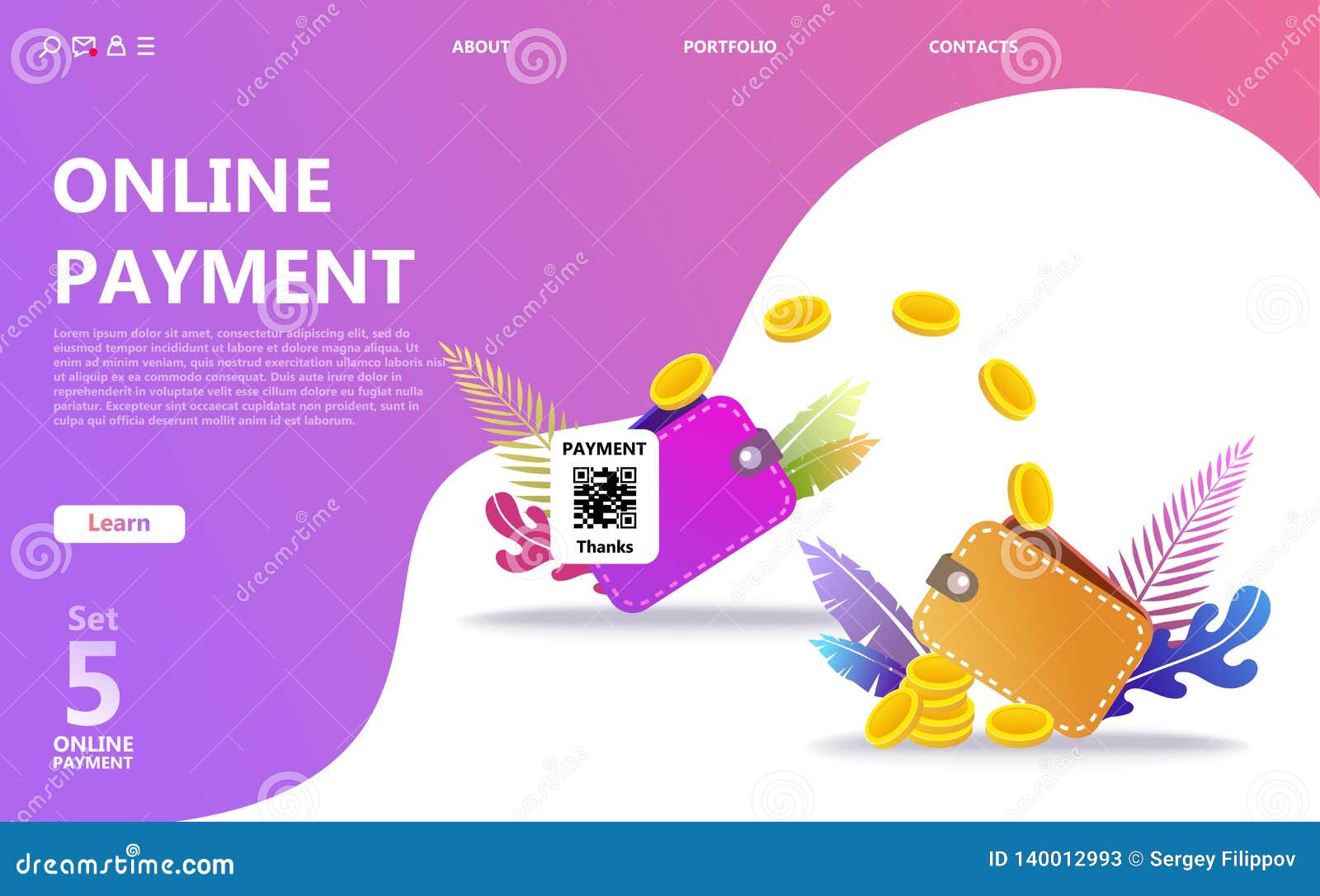 Online Payment Concept Illustration Set. Stock Vector - Illustration of ...