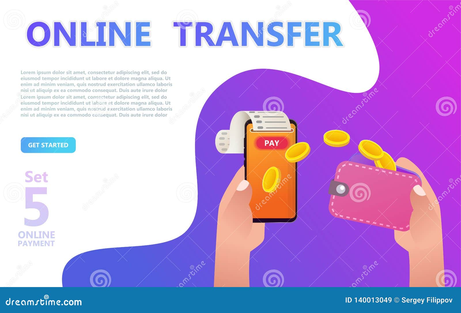 Online Payment Concept Illustration Set. Stock Vector - Illustration of ...