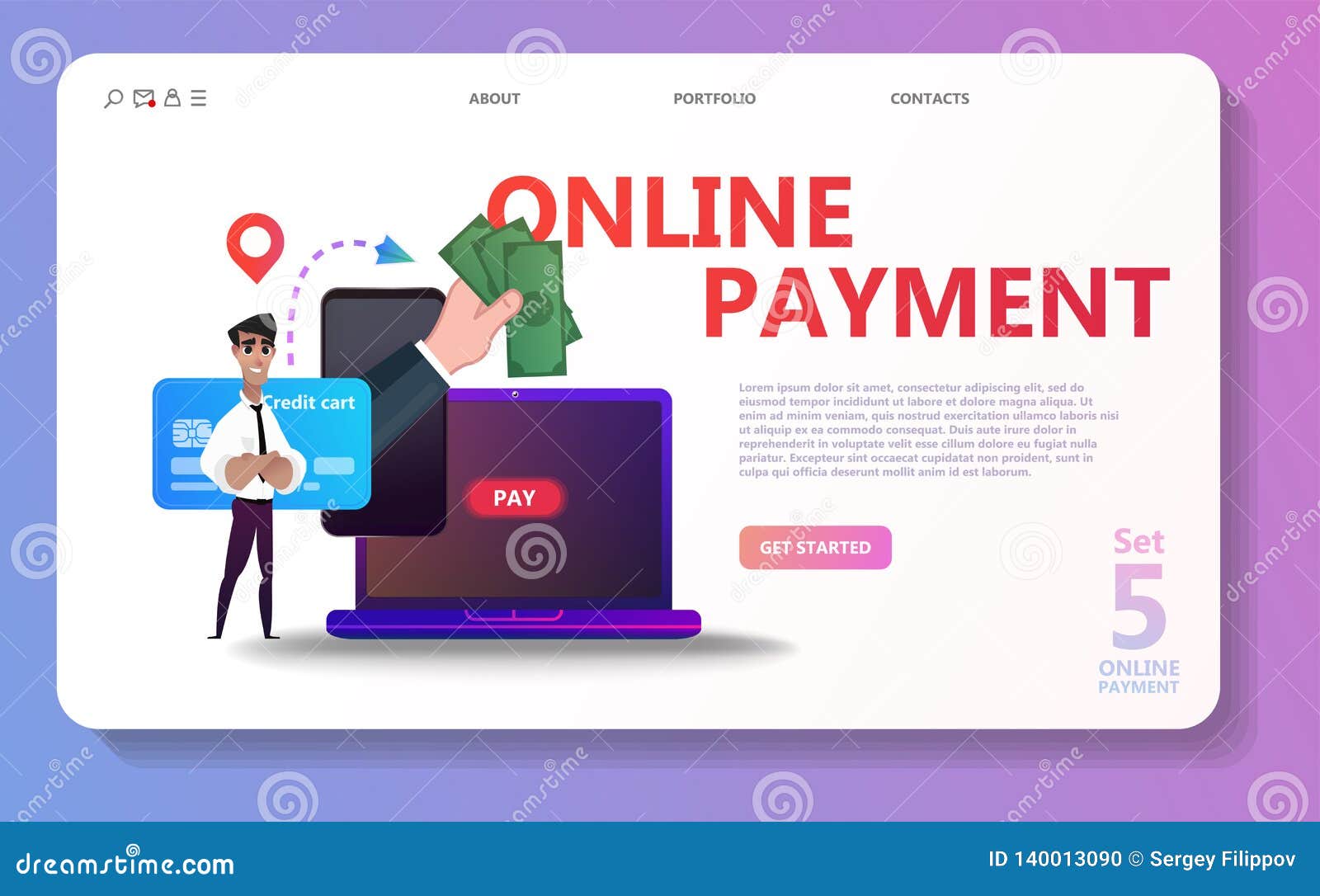 Online Payment Concept Illustration Set Stock Vector - Illustration of ...