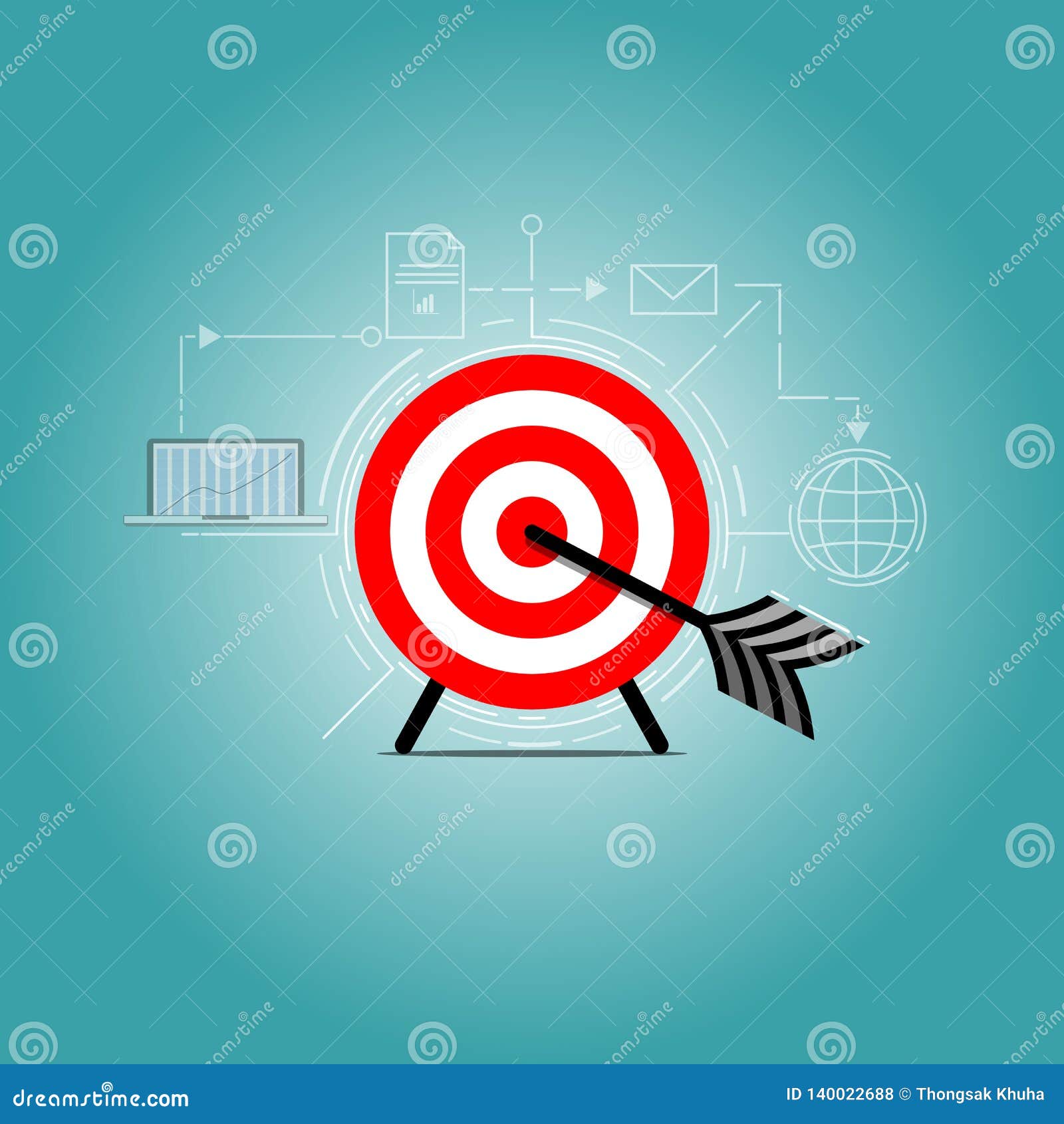 The Vector Target Face and Arrow Stock Vector - Illustration of target ...