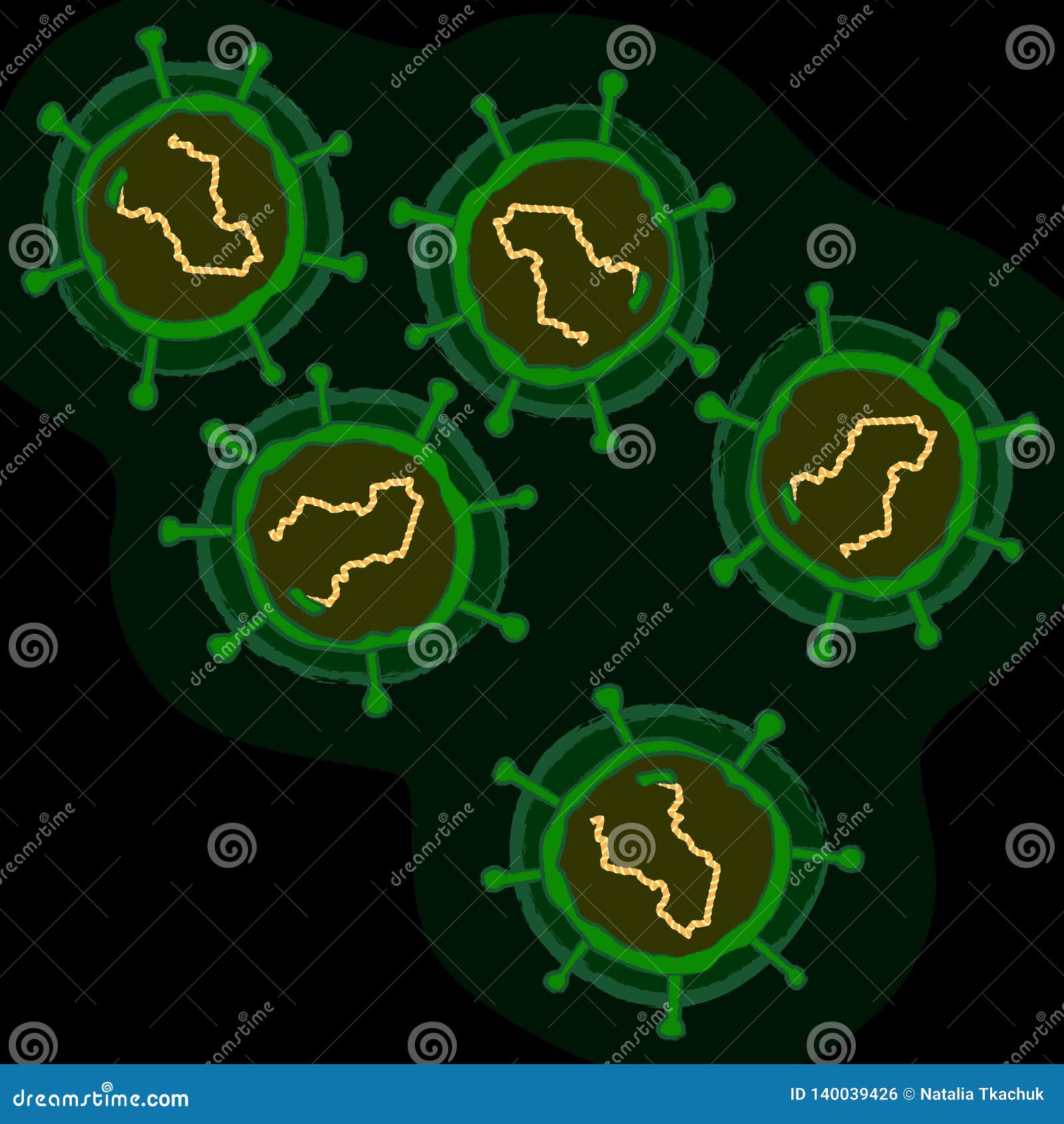 Rabies Virus on Dark Background, Vector Illustration Stock Vector ...