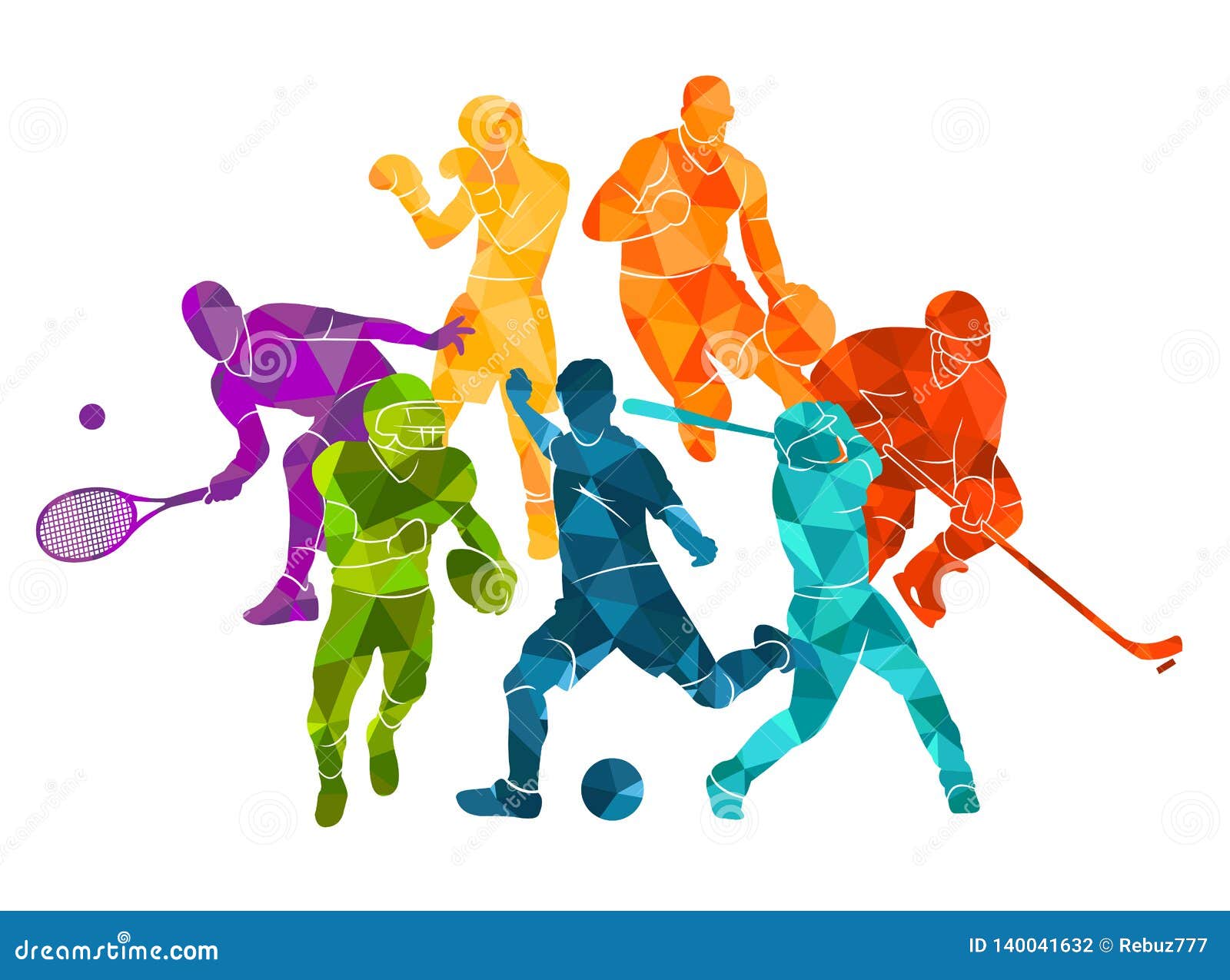 Color Sport Background. Football, Soccer, Basketball, Hockey, Box ...