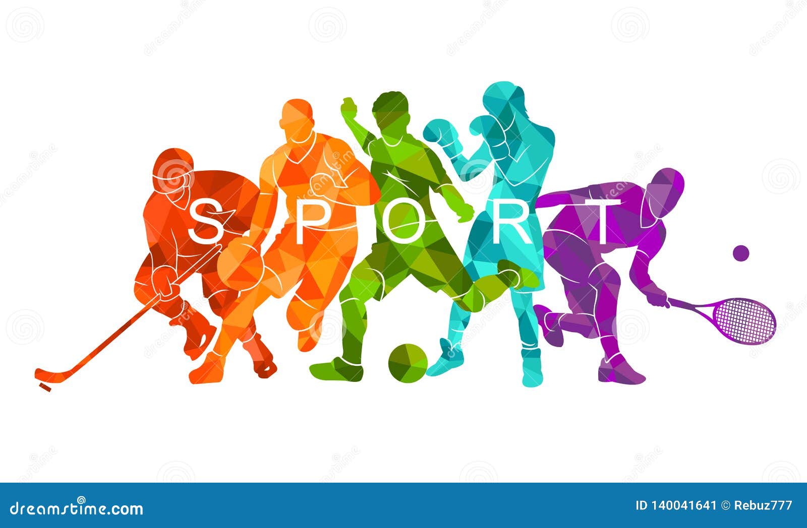 Color Sport Background. Football, Soccer, Basketball, Hockey, Box ...