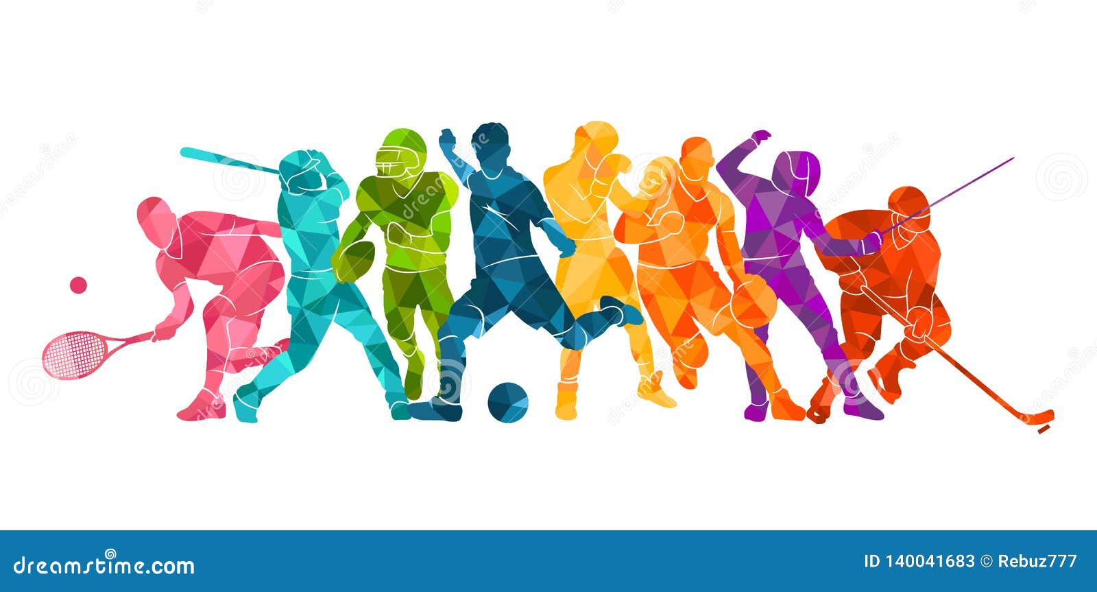 Color Sport Background. Football, Soccer, Basketball, Hockey, Box ...