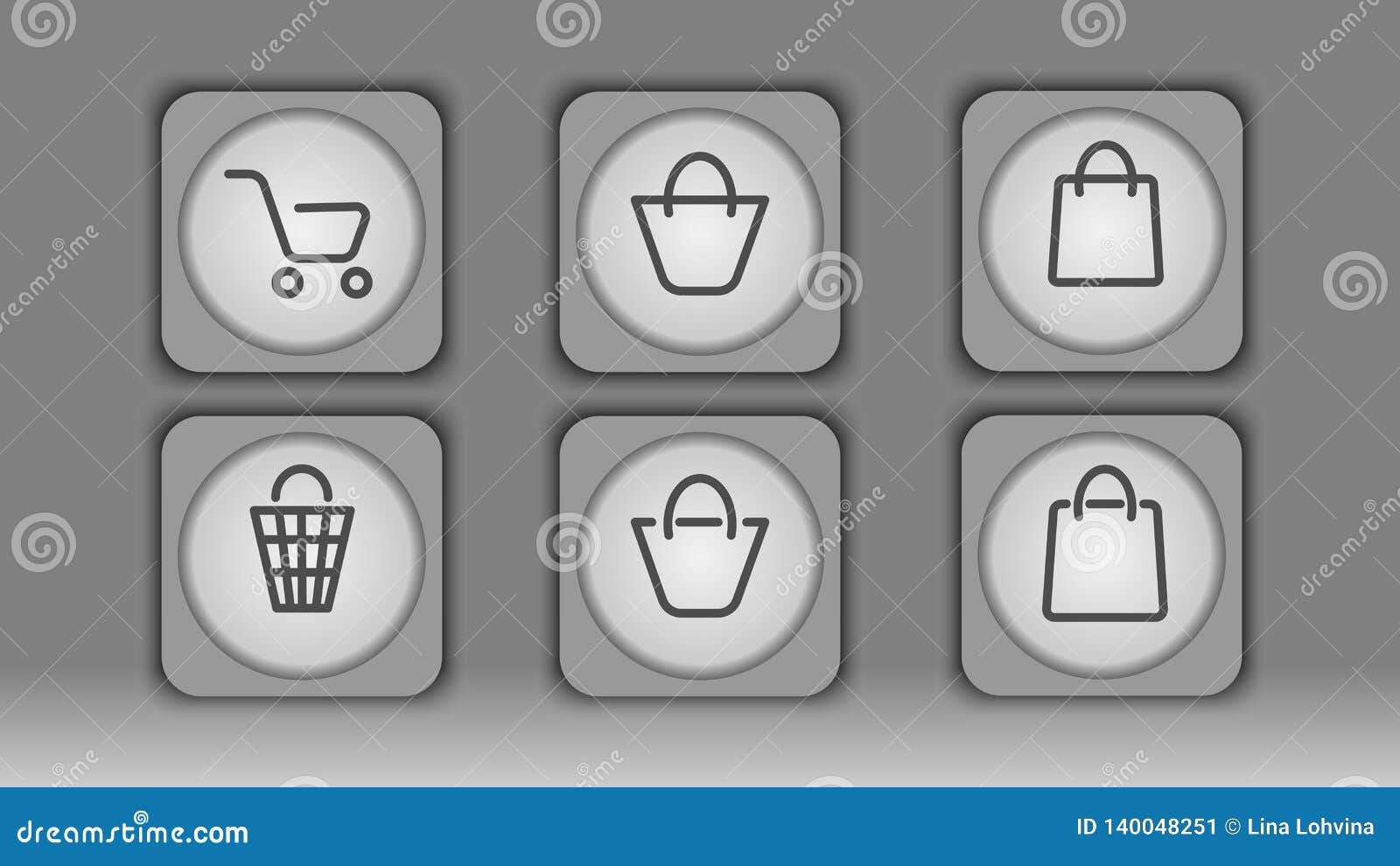 Gray Cart Icons and Bags for the Design of an Online Store. Stock ...
