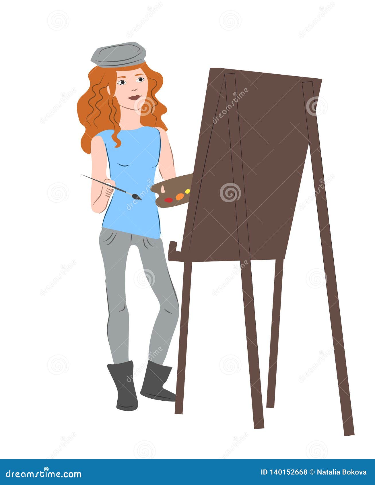 Painter Working on a Painting Stock Vector - Illustration of canvas ...
