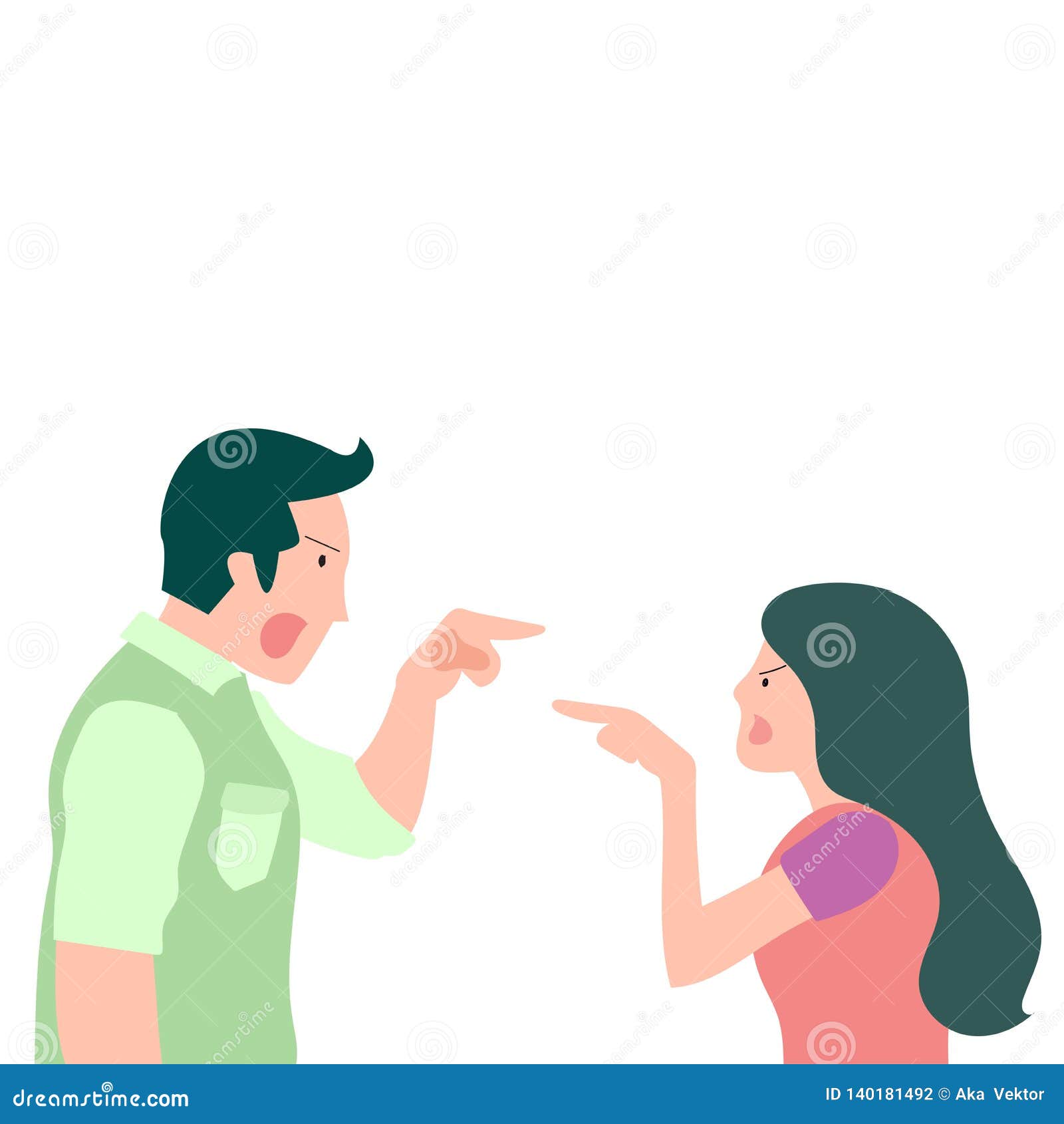Couple Arguing Flat Vector Illustration. Wife Shouting At Shocked ...