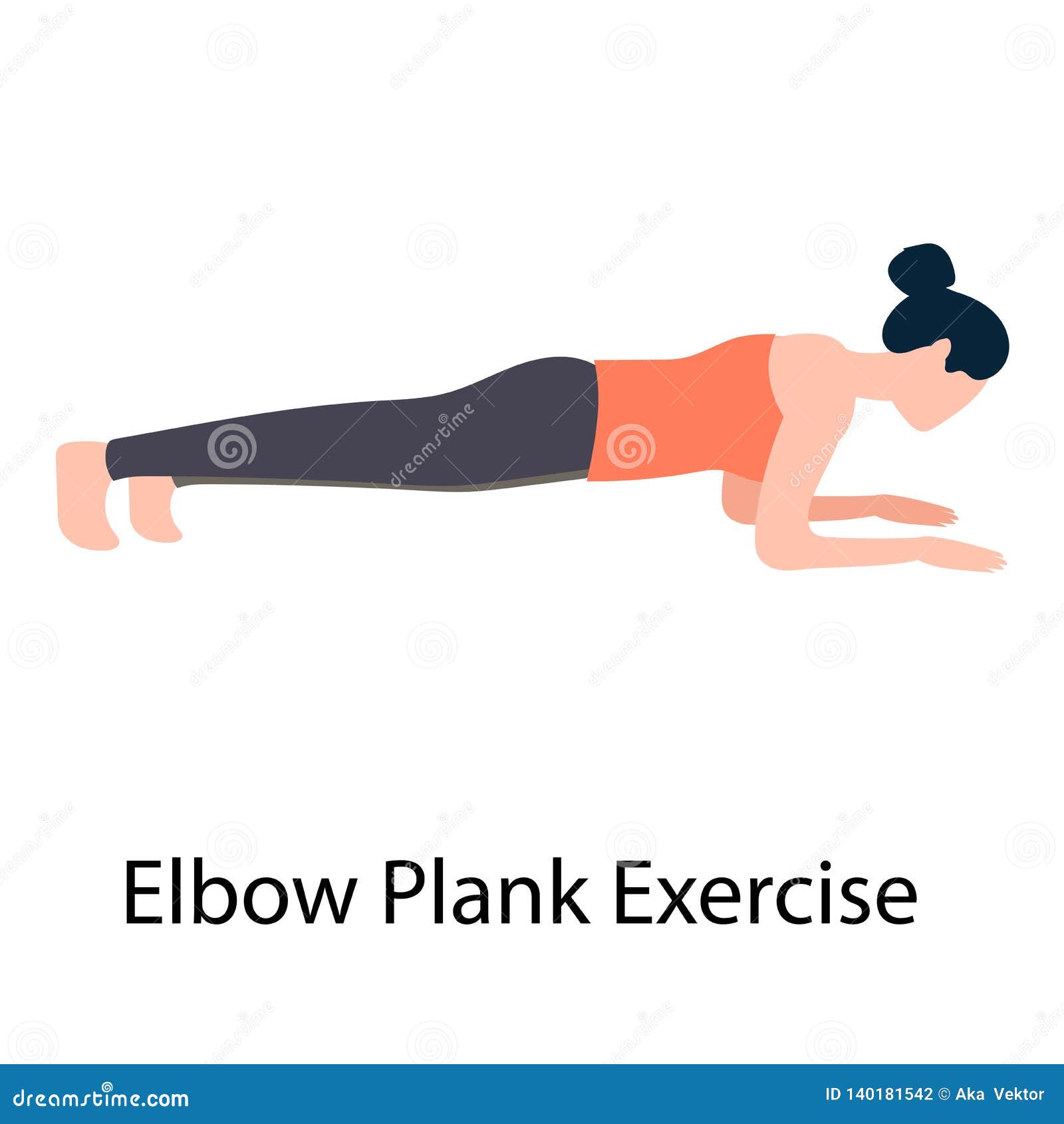 Man Doing Elbow Plank Arm Lifts Exercise. Vector Illustration ...