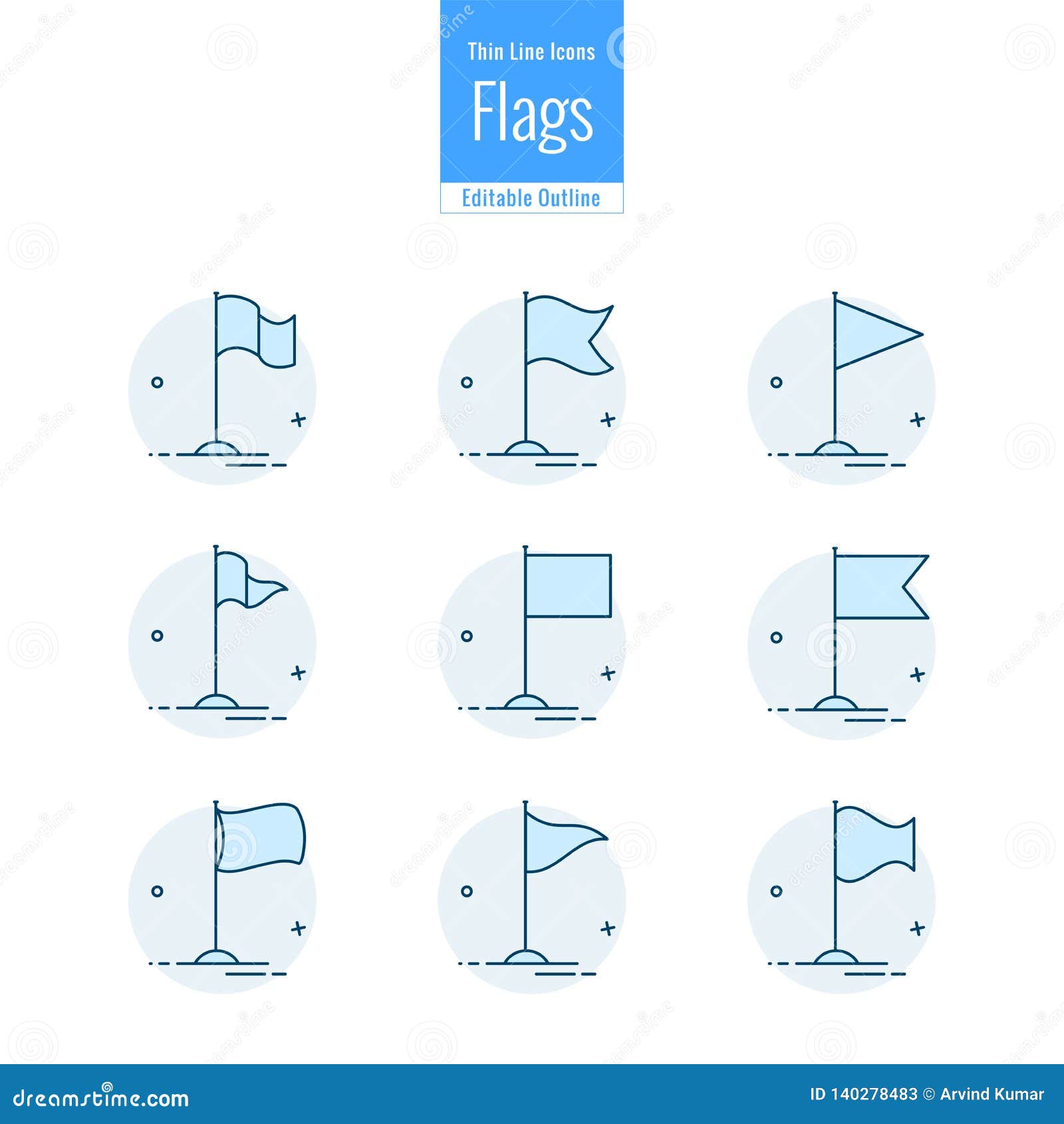 Flag Icons Set, Competition Flag, Business Milestone, Success, Thin ...