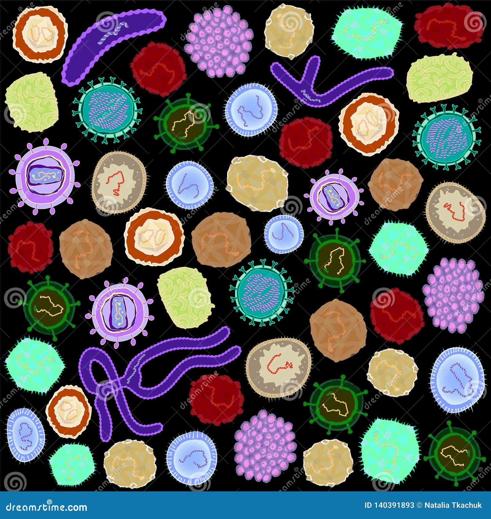 Set of Different Pathogen Viruses, Vector Illustration Stock Vector ...