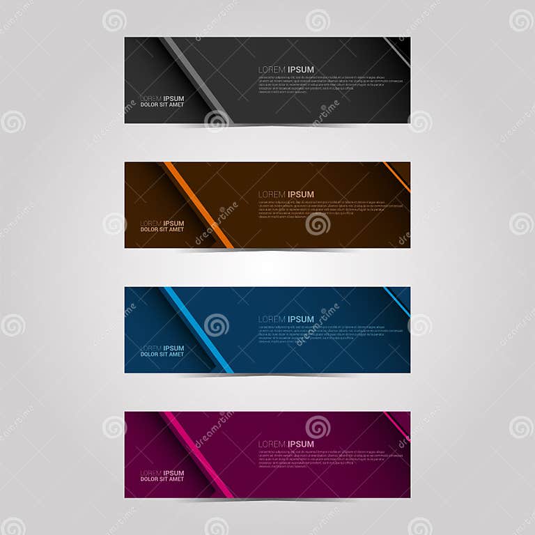 Modern and Cool Web Banner Template in a Set. Stock Illustration ...