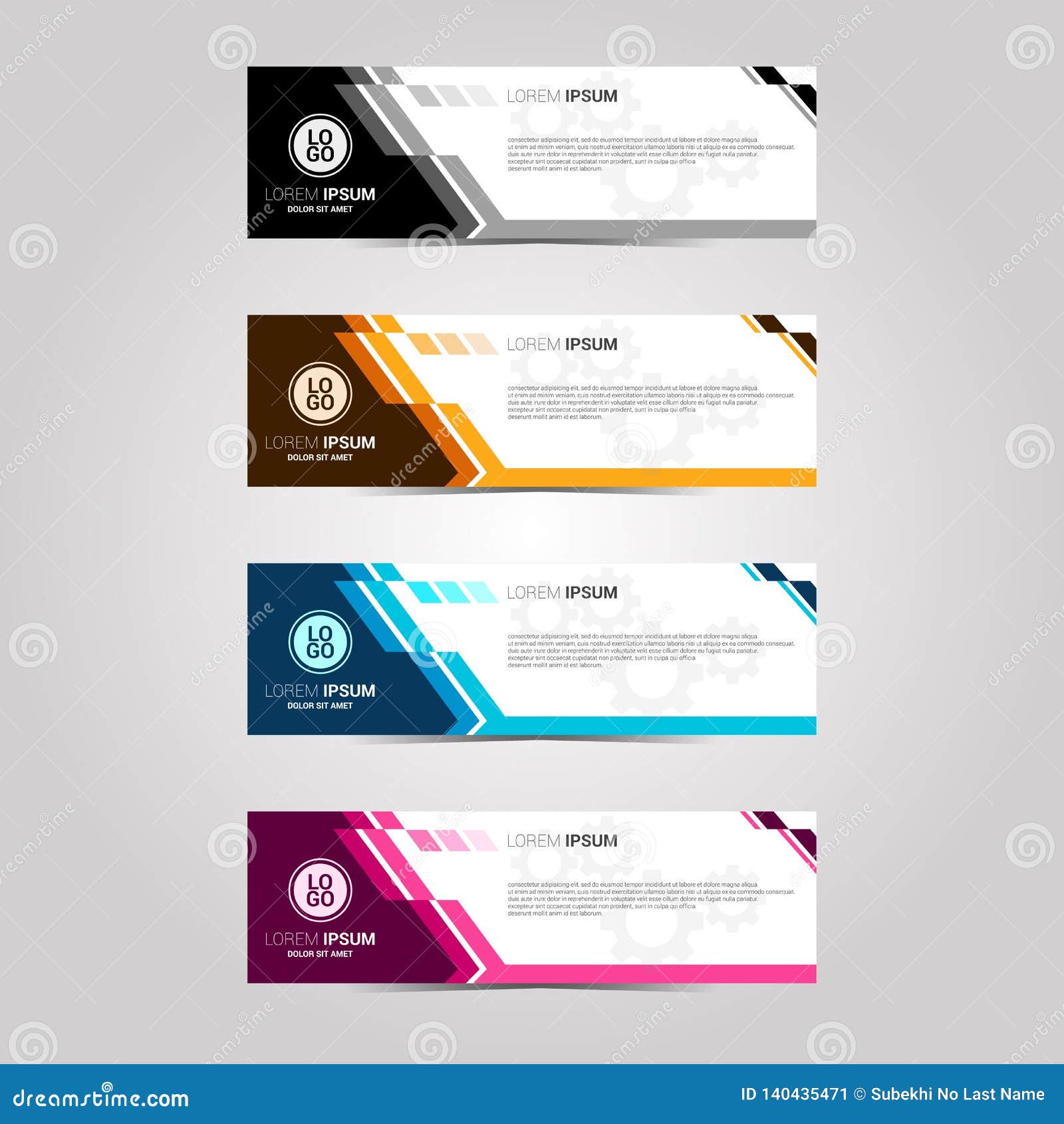 Modern and Cool Web Banner Template in a Set. Stock Illustration ...