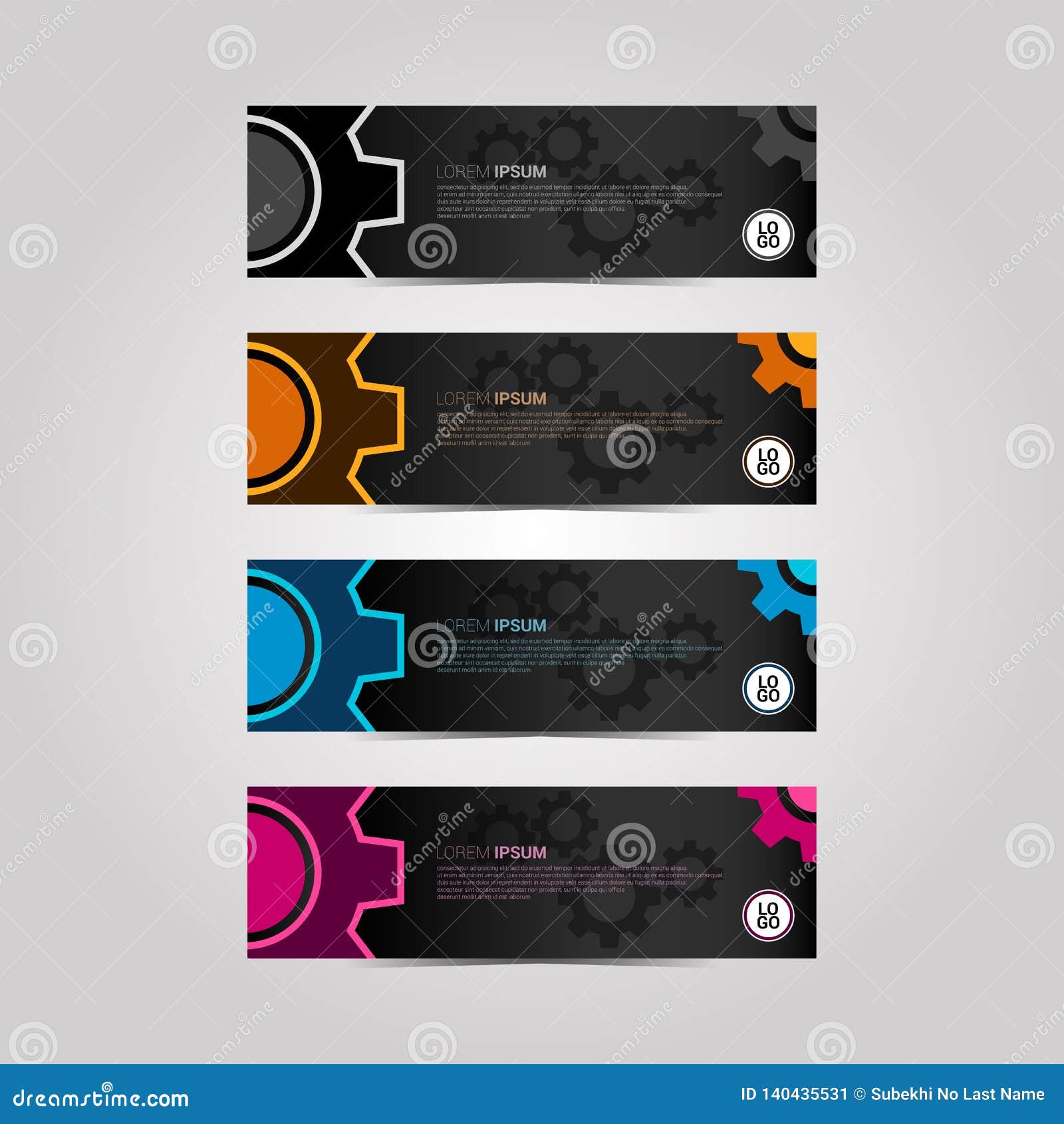 Modern and Cool Web Banner Template in a Set. Stock Illustration ...