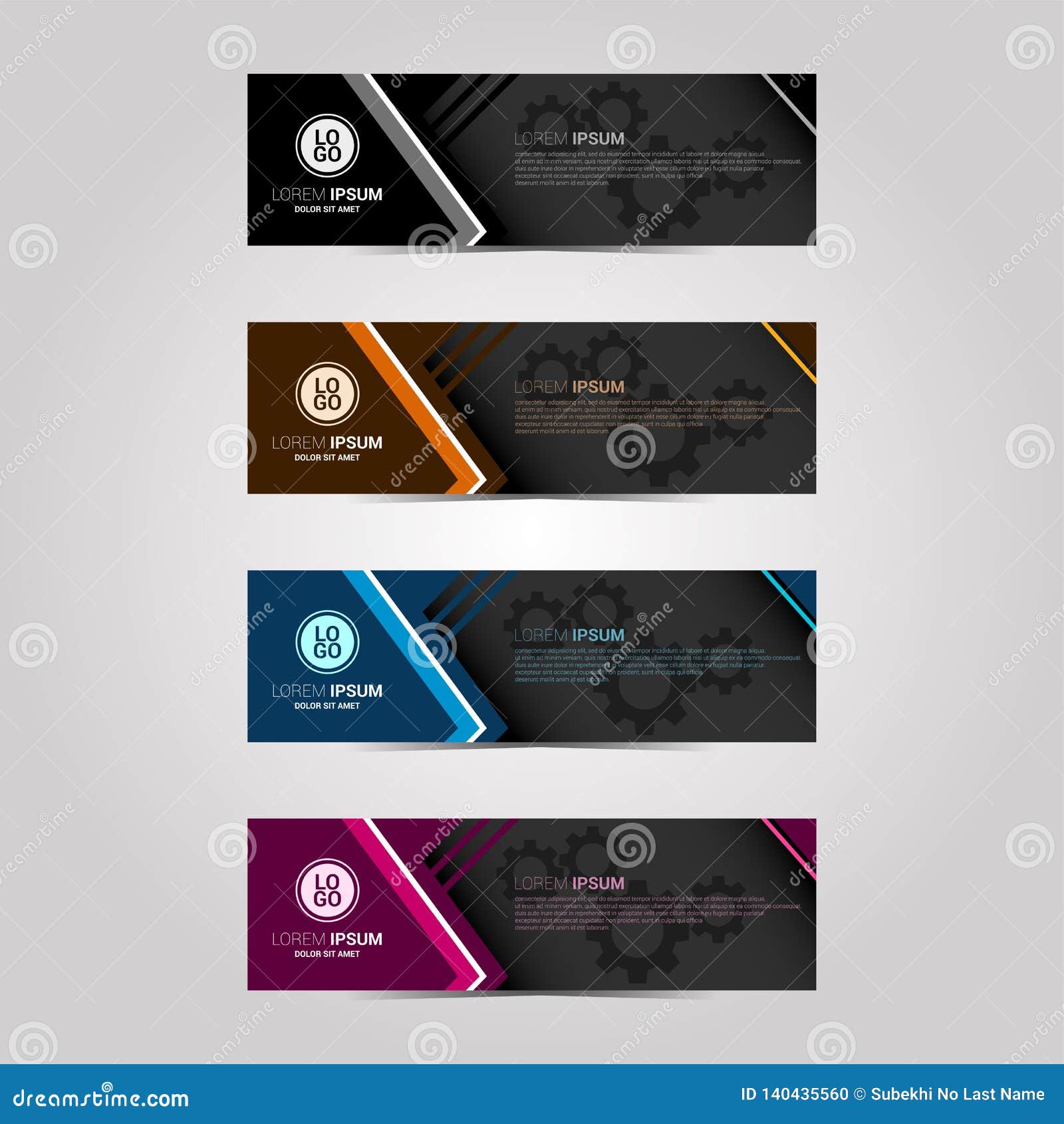 Modern and Cool Web Banner Template in a Set. Stock Illustration ...