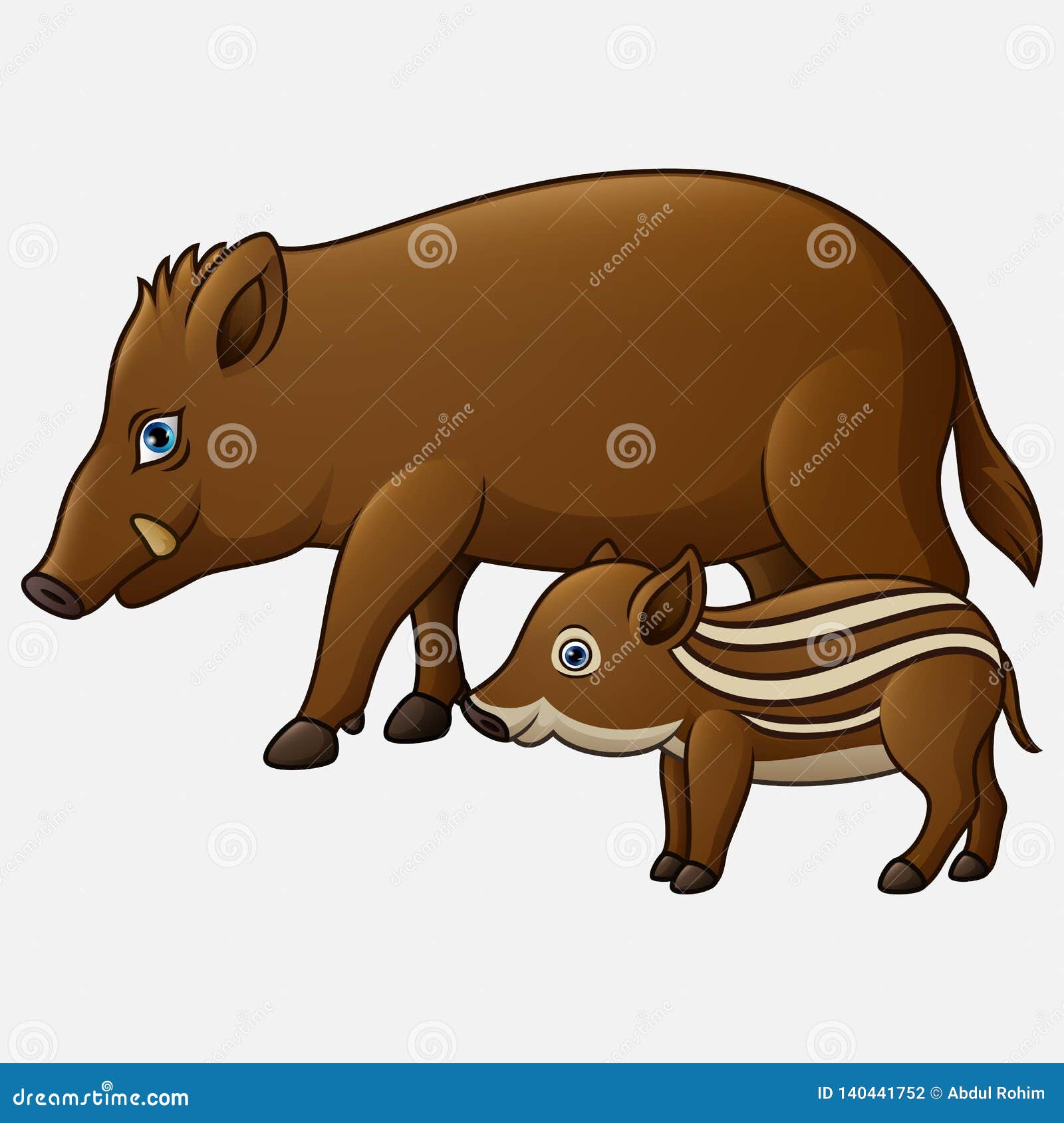 Cartoon Wild Boar and Piglet Stock Vector - Illustration of animal ...