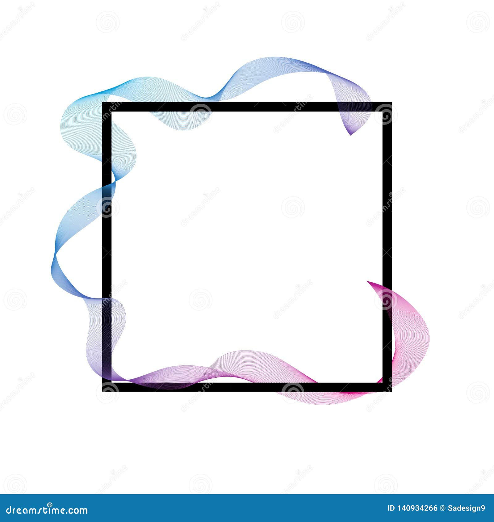 Wave of Many Colored Lines Over Square Frame. Creative Line Art Stock ...