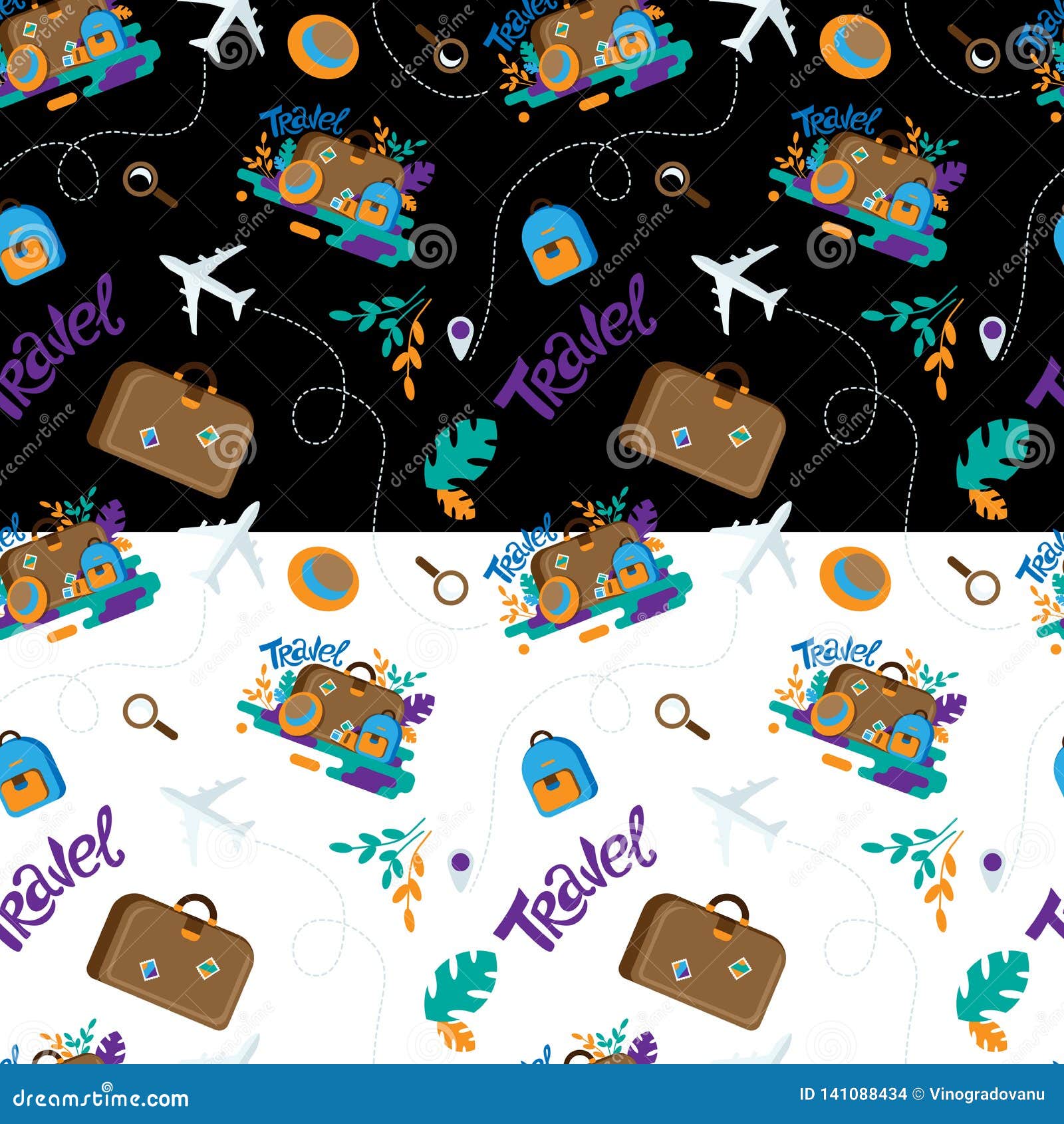 Travel Seamless Pattern. Tourism. Flat Illustration Stock Vector ...