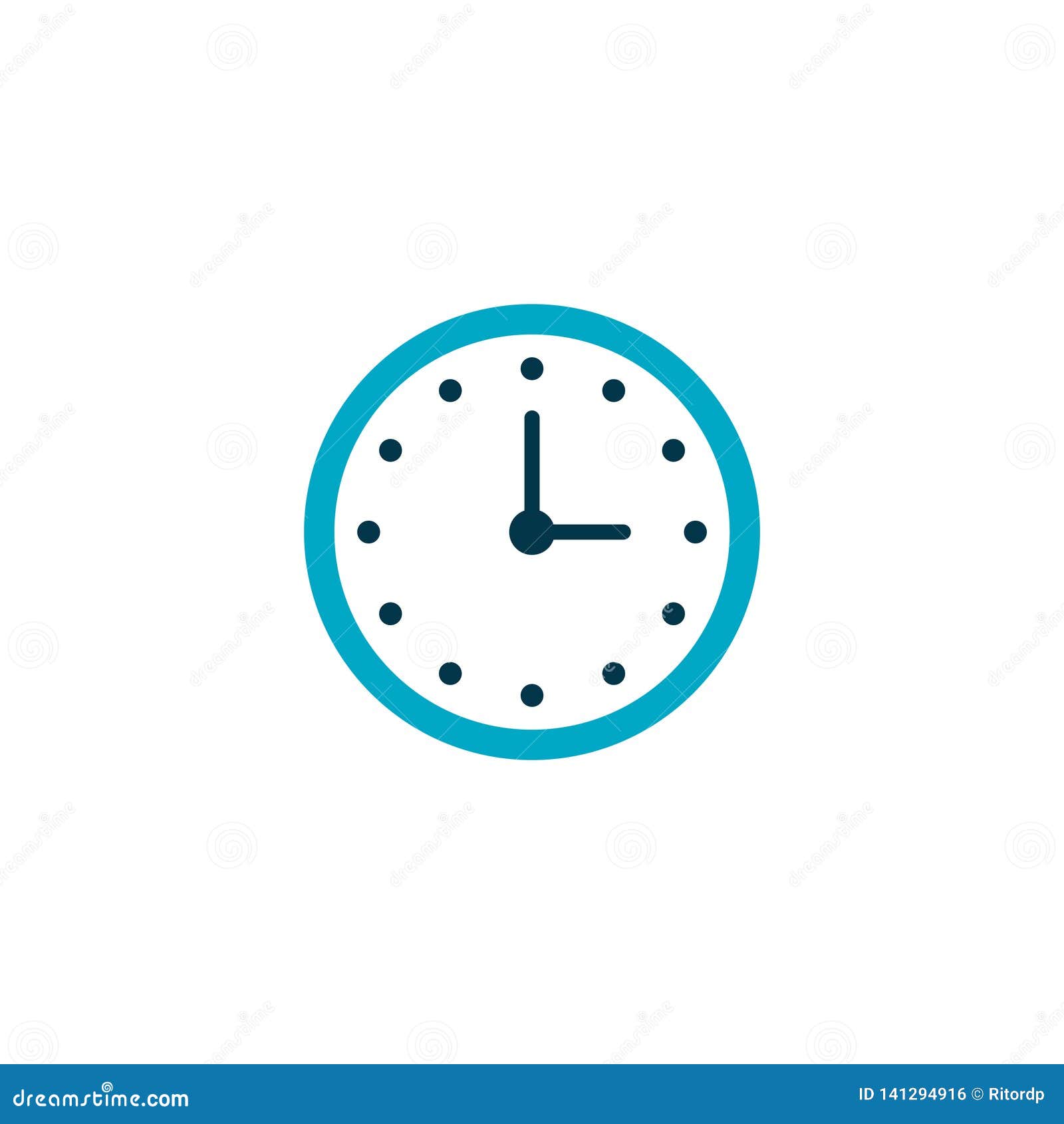 Clock Flat Icon Vector, Symbol or Logo. Stock Vector - Illustration of ...