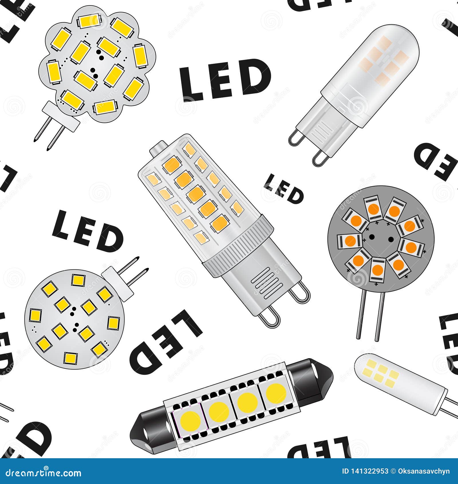 LED Light Bulbs Seamless Texture Stock Illustration - Illustration of ...