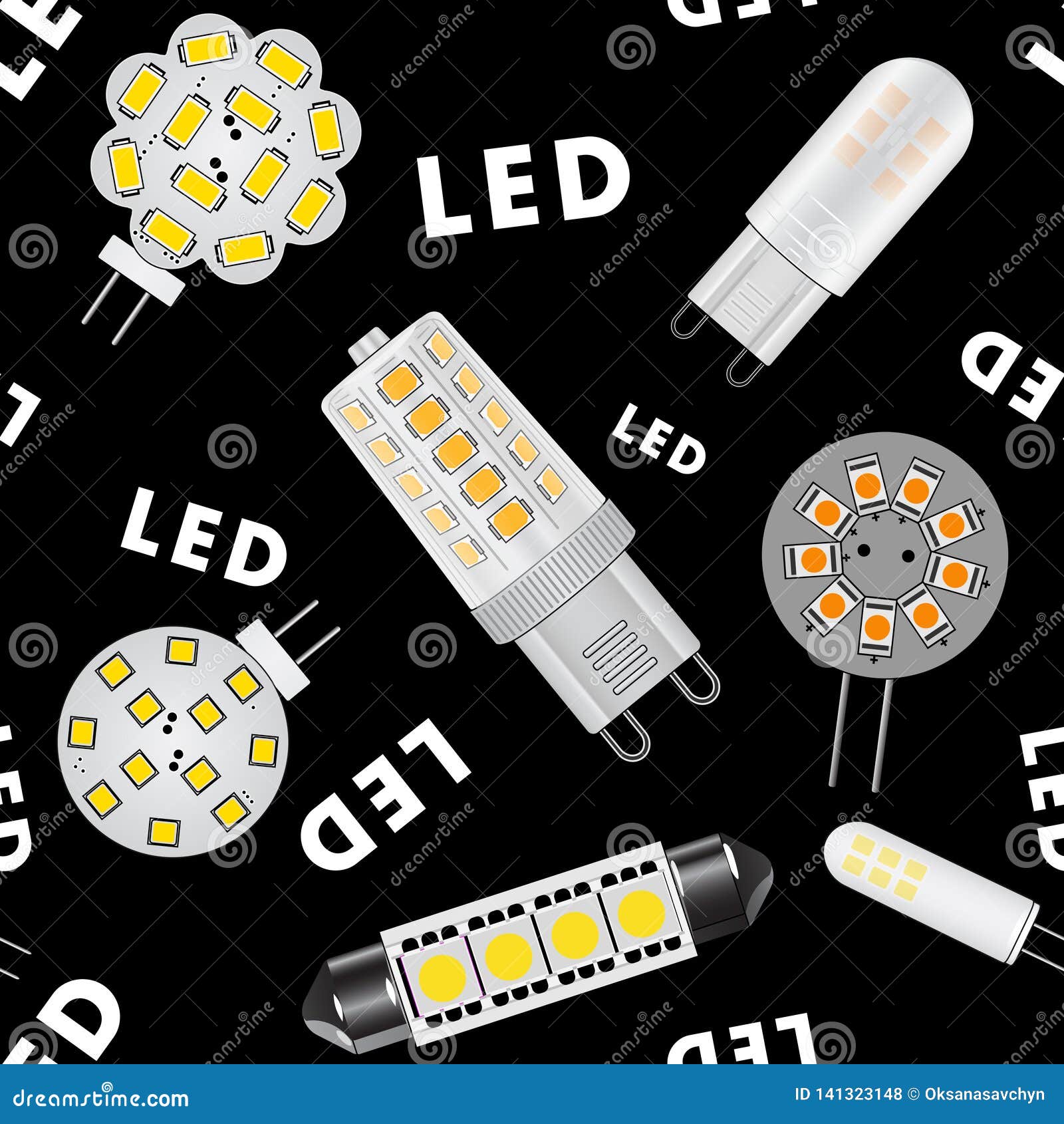 LED Light Bulbs Seamless Texture Stock Illustration - Illustration of ...