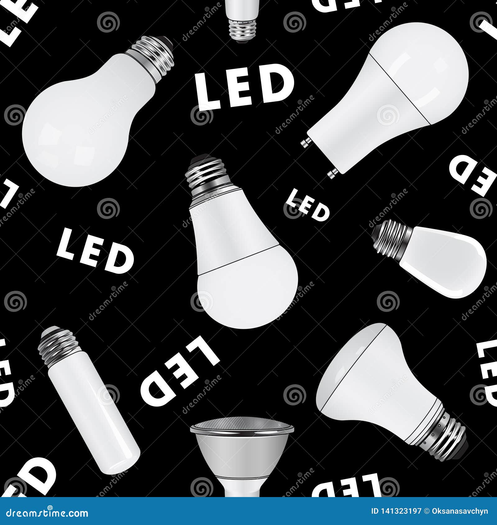LED Light Bulbs Seamless Texture Stock Illustration - Illustration of ...