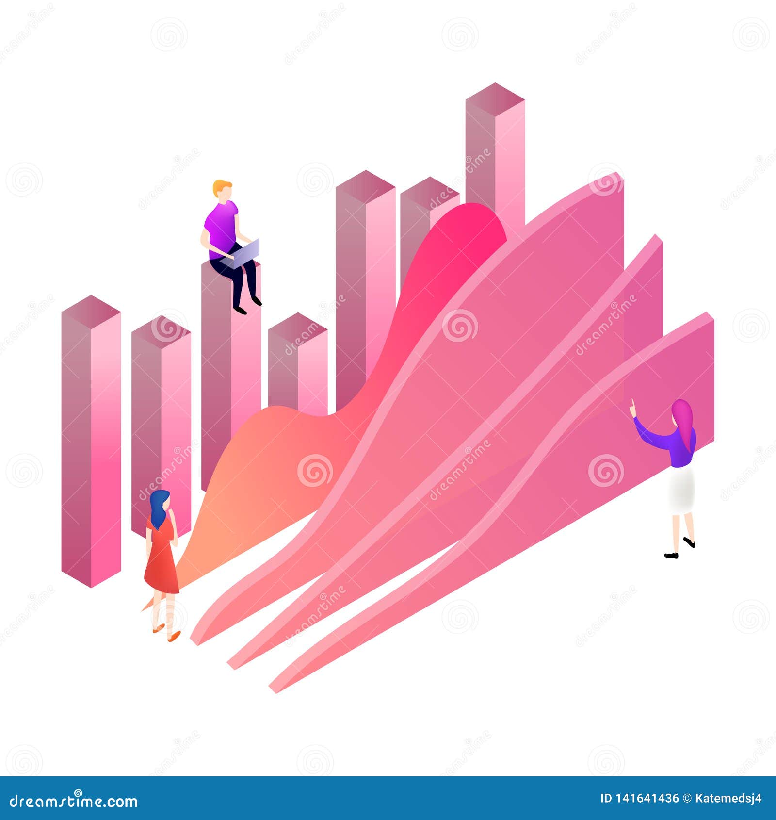 Data Analysis Vector Illustration Element in Coral Pink Color. Stock ...