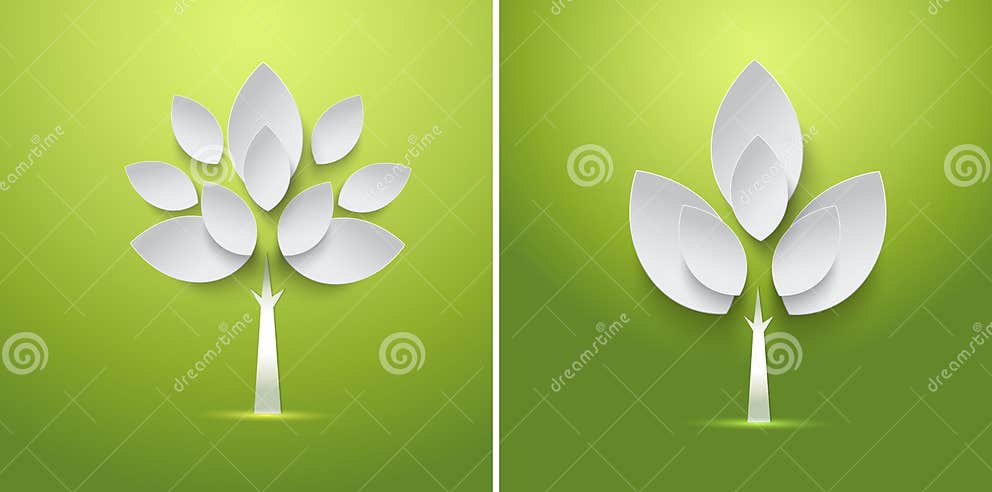 Abstract Paper Spring Tree with Leaves Card Stock Vector - Illustration ...