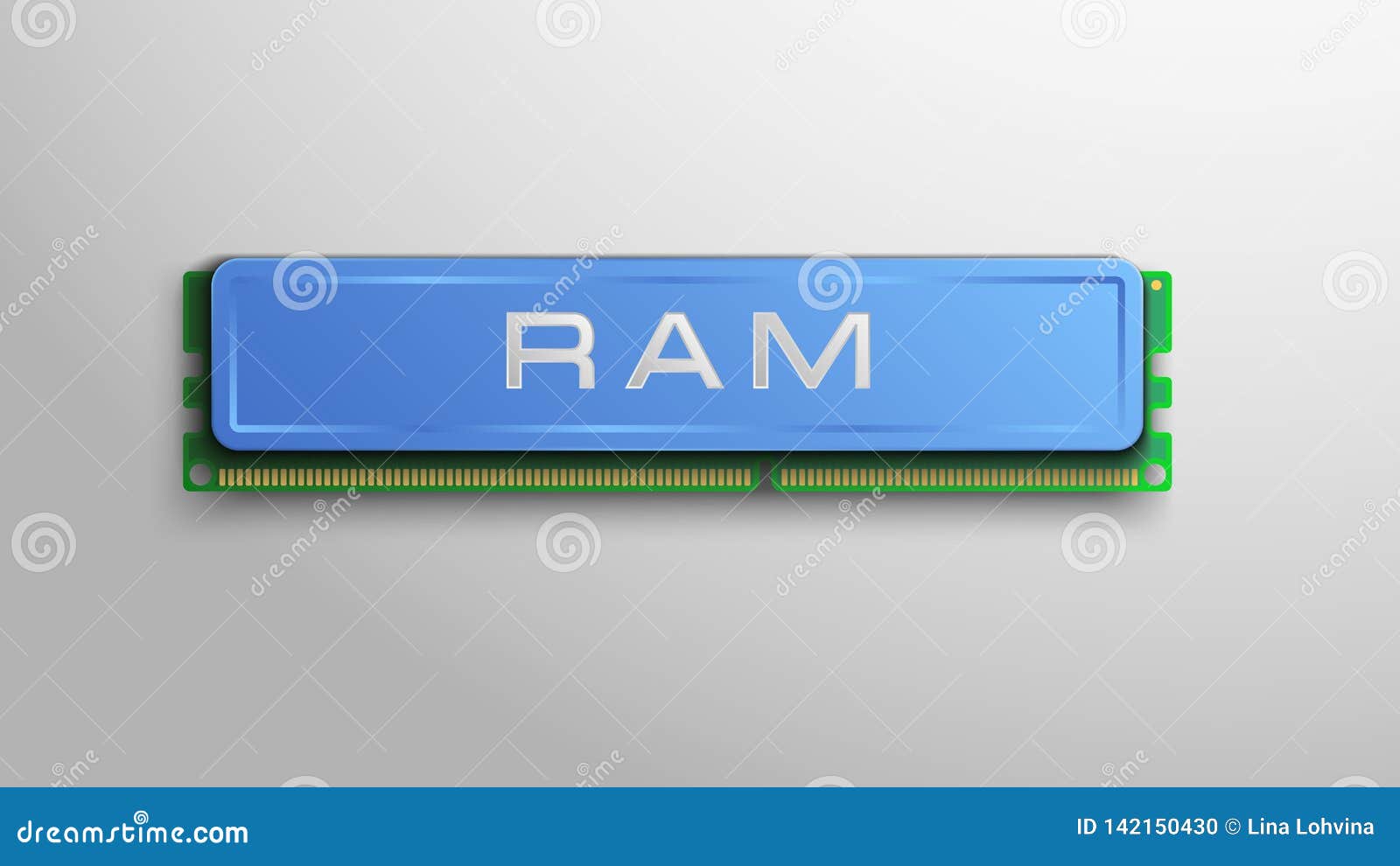 Ram Memory with a Blue Radiator on a White Background. Stock Vector ...