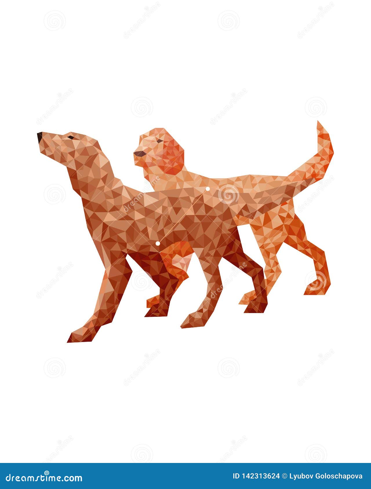 Geometric Colorful Figure Art of Orange Dogs in Polygonal Style on ...