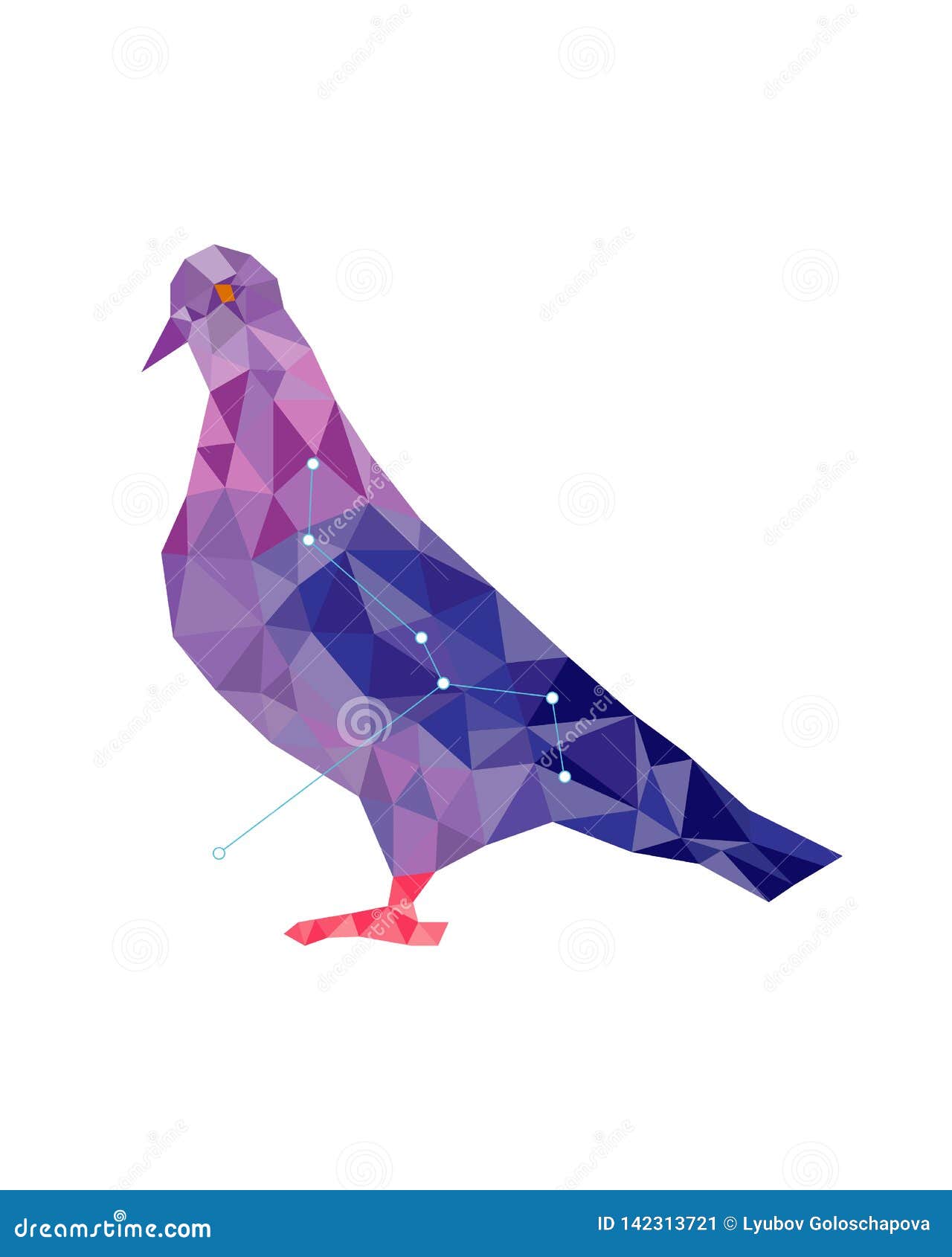 Low-poly Colorful Figure Art of Purple Dove in Geometric Style Stock ...