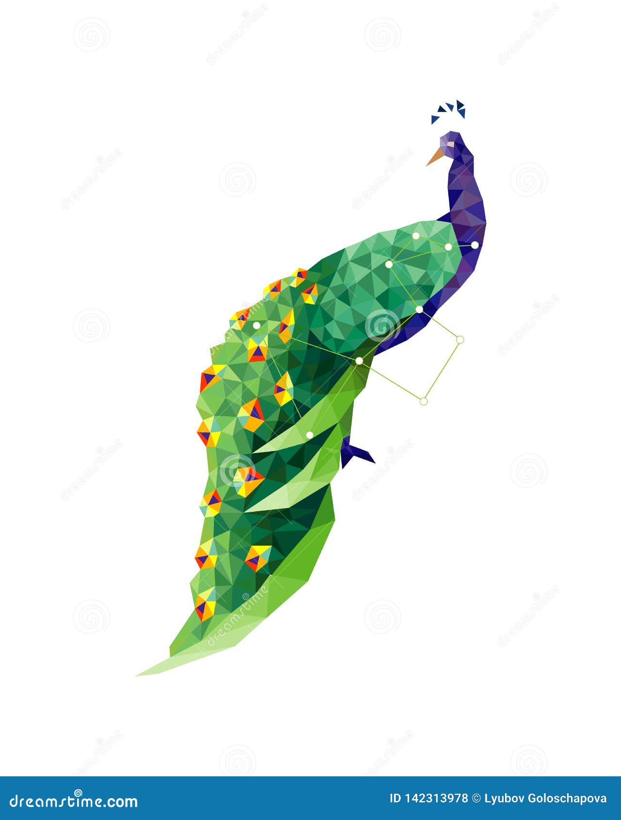Pavo â€“ the Peacock Constellation with a Line of Stars. Triangle ...