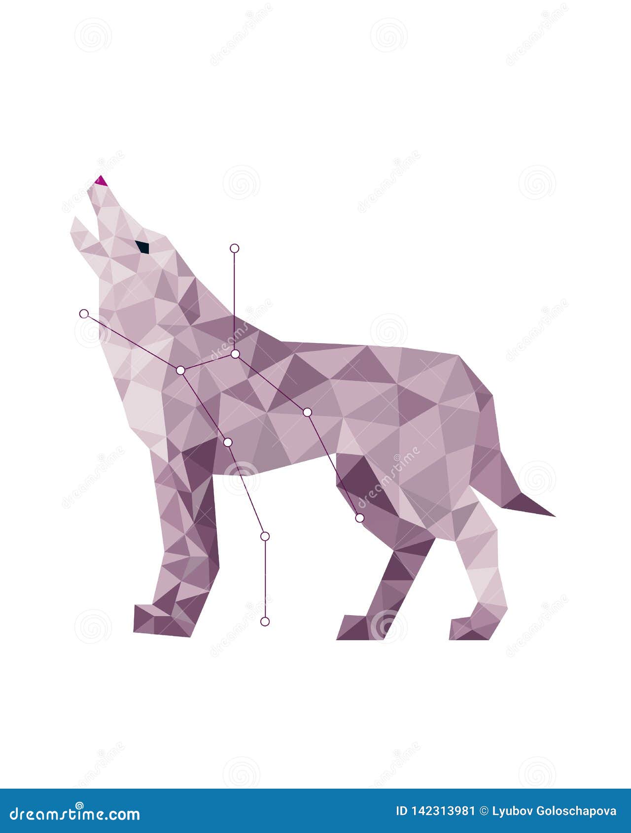 Art of Gray Wolf in Polygonal Style on White Background Stock ...