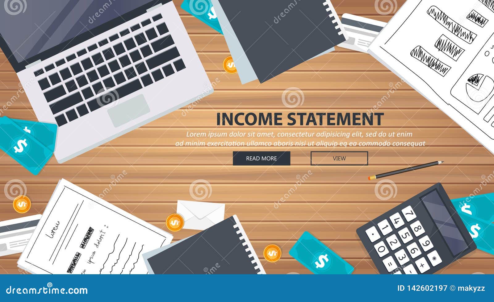 Income Statement Concept. Invoice. Financial Calculations. Working ...