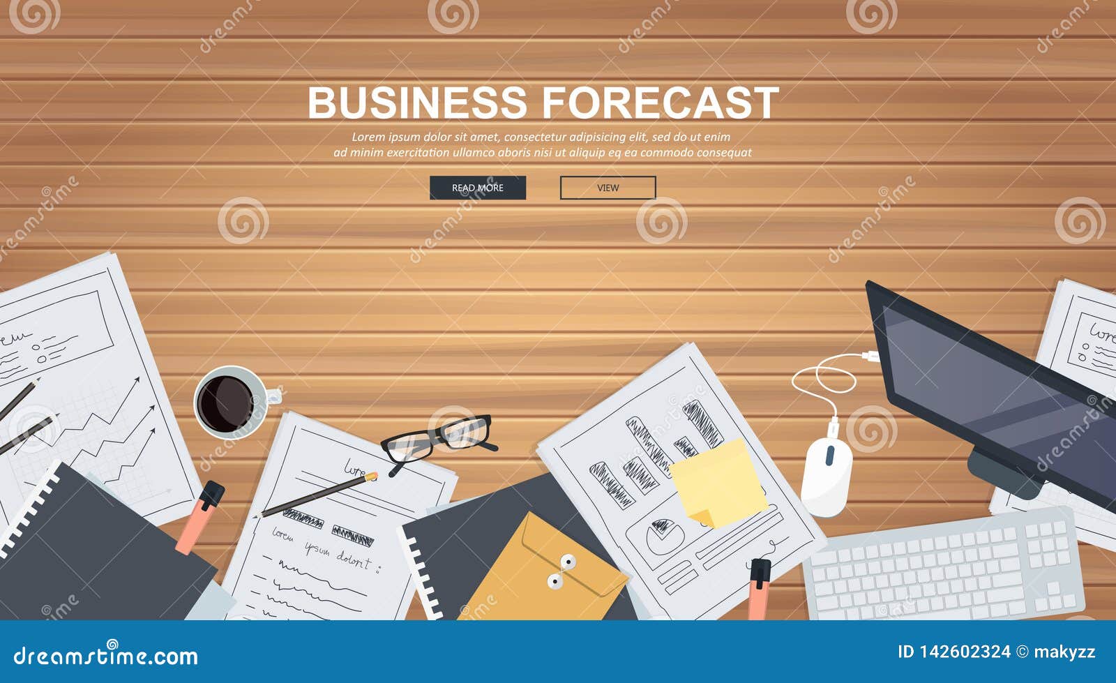 Business Forecast Banner. Flat Vector Illustration Stock Vector ...
