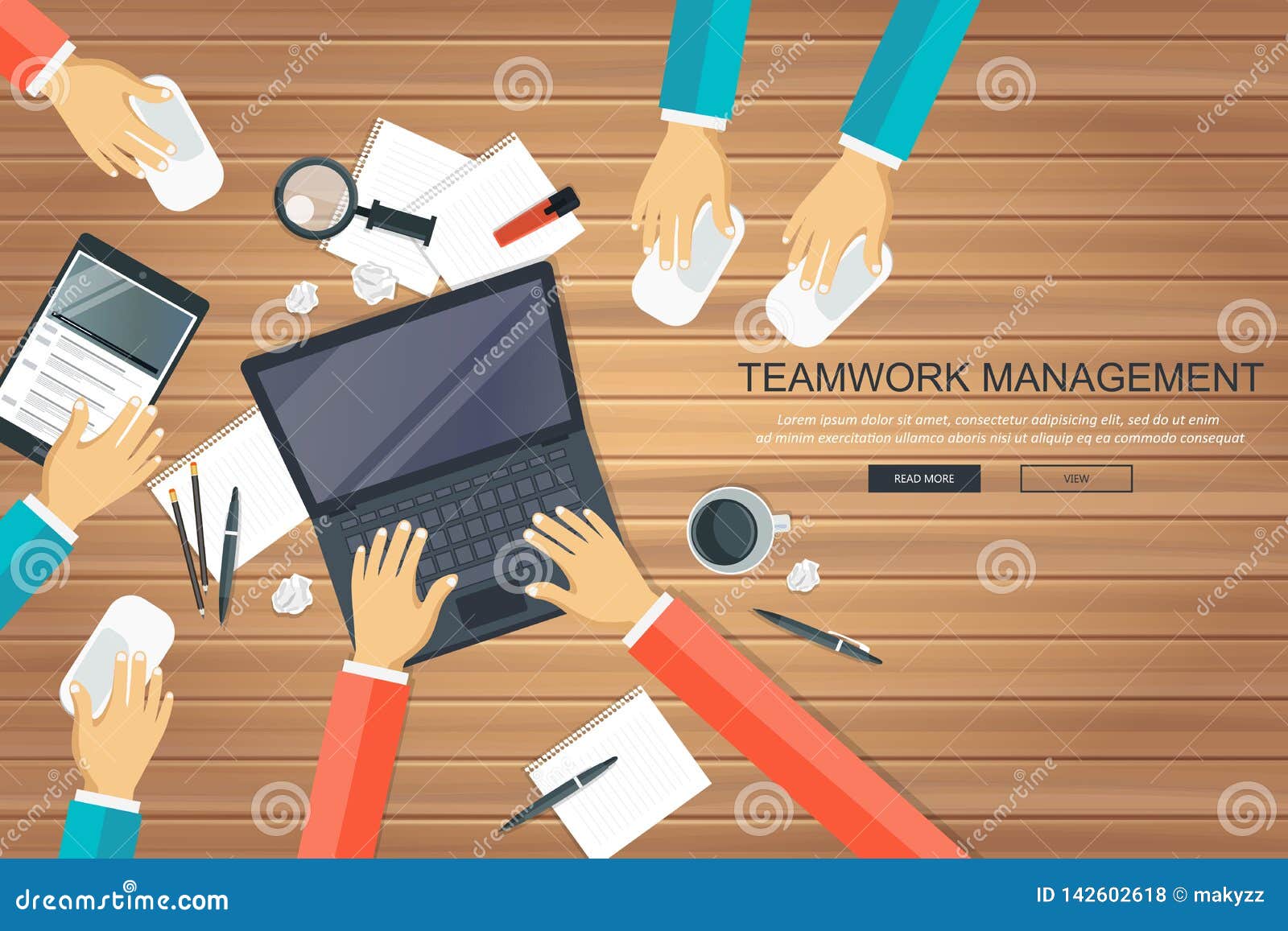 Teamwork Management Concept. Analyzing Project on Business Meeting ...
