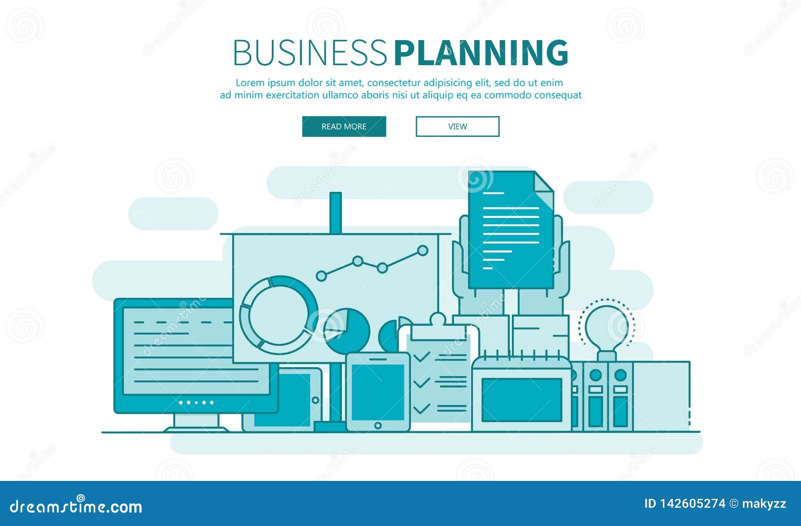 Business Plan Concept. Hand Drawn Business Elements with Hands Stock ...