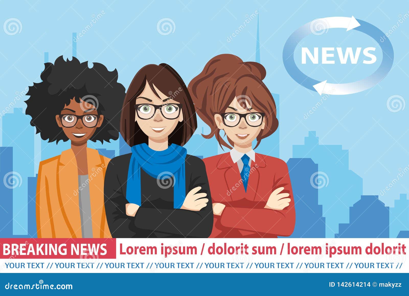 Anchor Women on Tv Broadcast News. Breaking News Vector Illustration ...