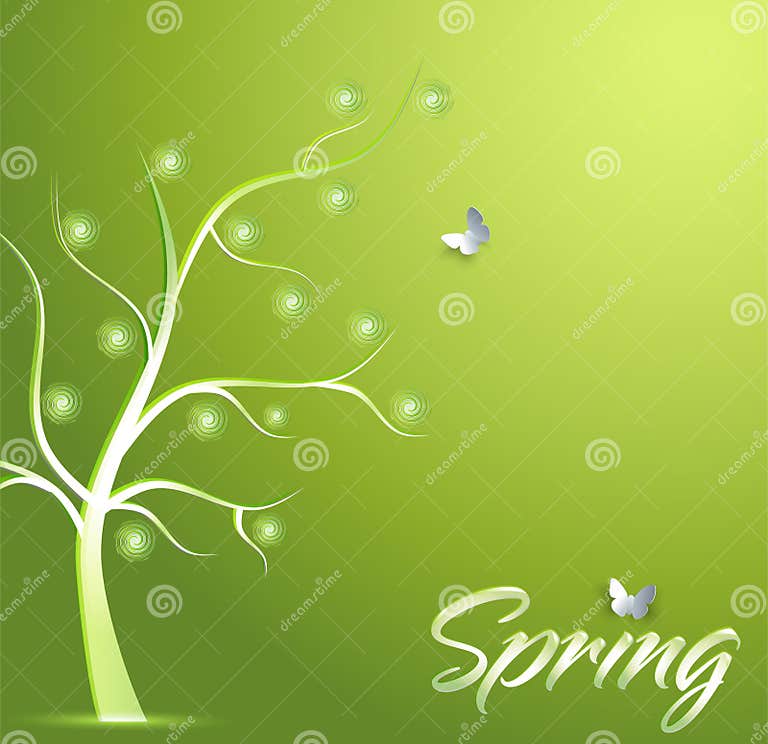 Abstract Paper Spring Tree with Flowers and Butterfly Card Stock Vector ...