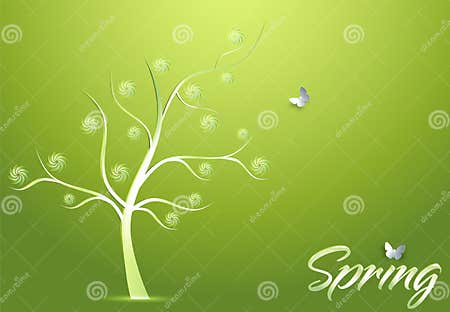 Abstract Paper Spring Tree with Flowers and Butterfly Card Stock Vector ...