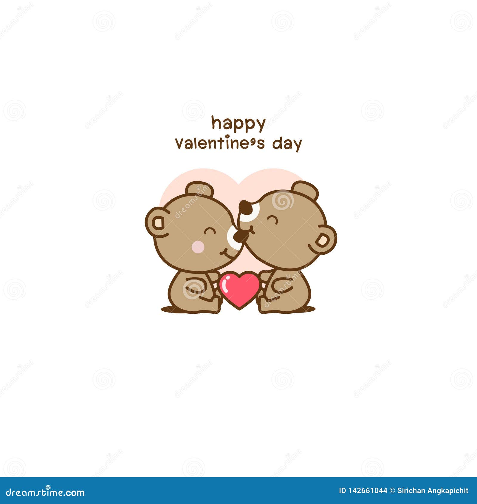 Happy Valentines Day Couple Love Bear Cartoon. Stock Vector ...