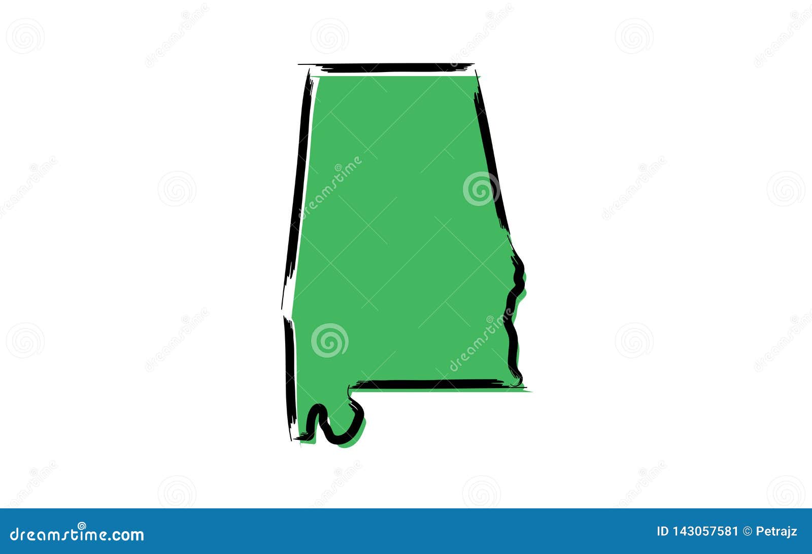 Stylized Green Sketch Map of Alabama Stock Vector - Illustration of ...