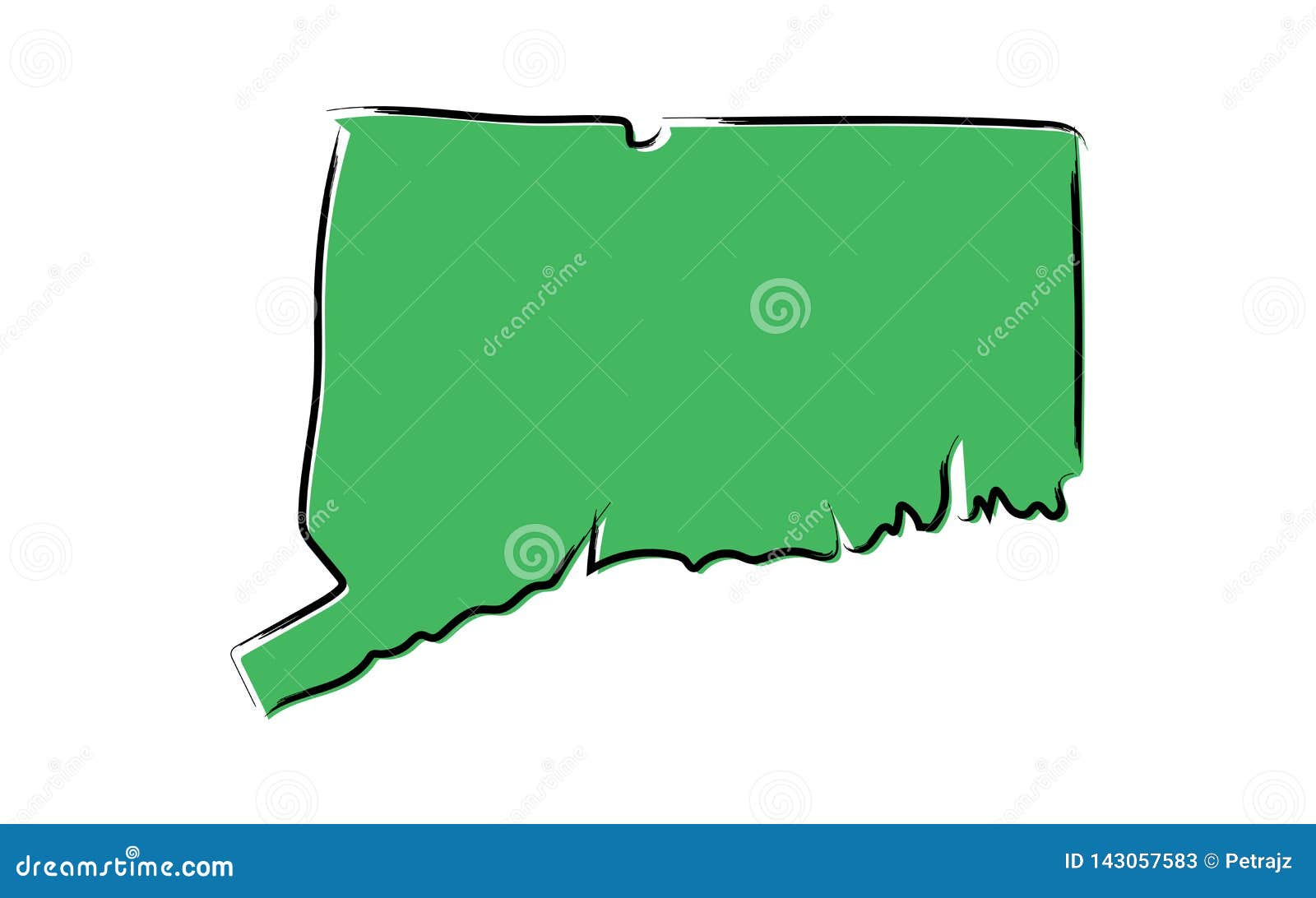 Stylized Green Sketch Map of Connecticut Stock Vector - Illustration of ...