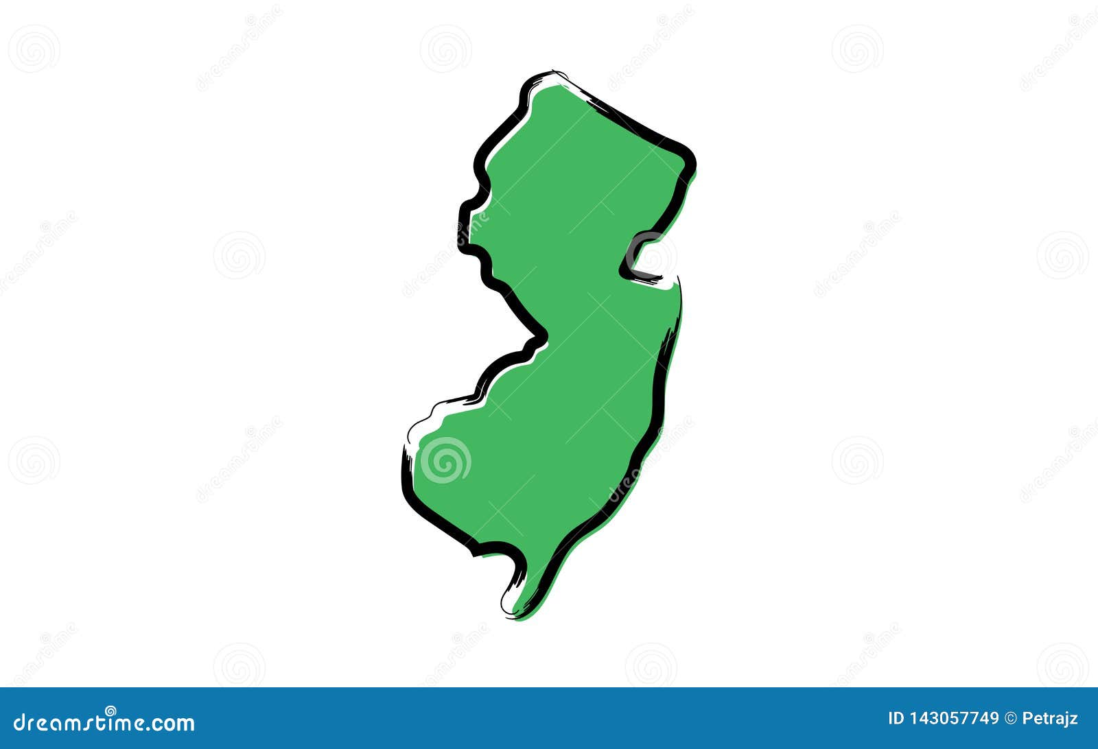Stylized Green Sketch Map of New Jersey Stock Vector - Illustration of ...