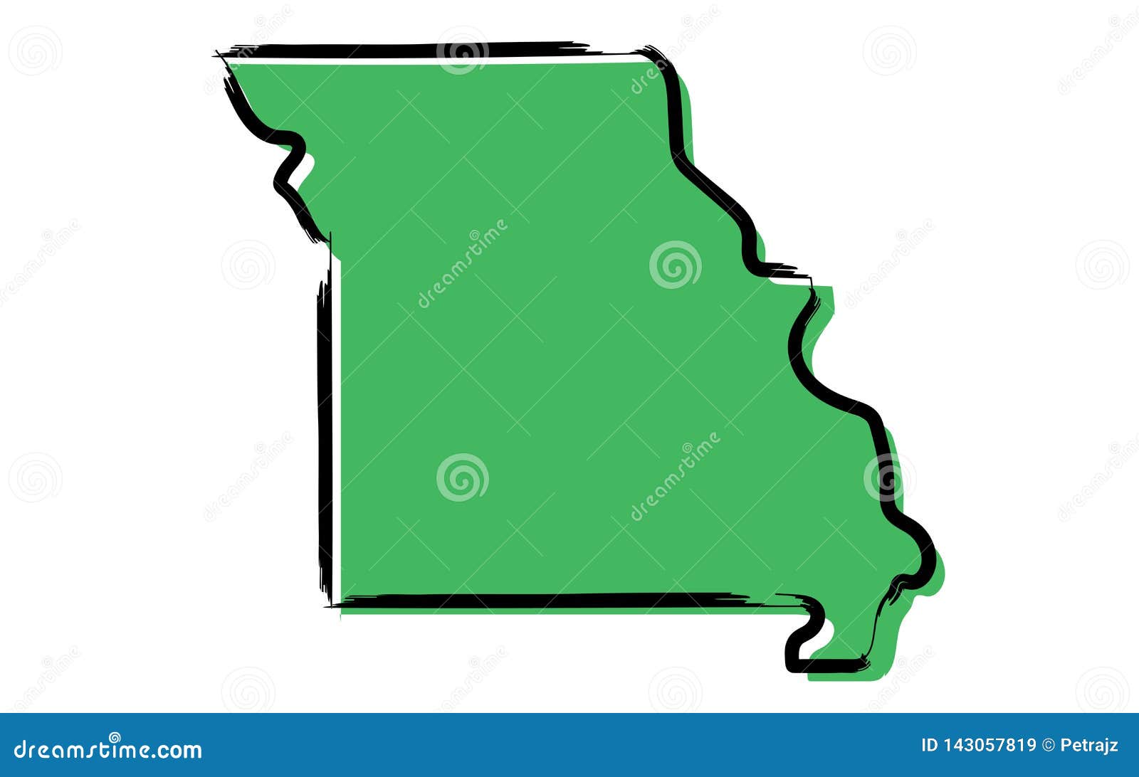 Red Sketch Map Of Missouri Cartoon Vector | CartoonDealer.com #113051699