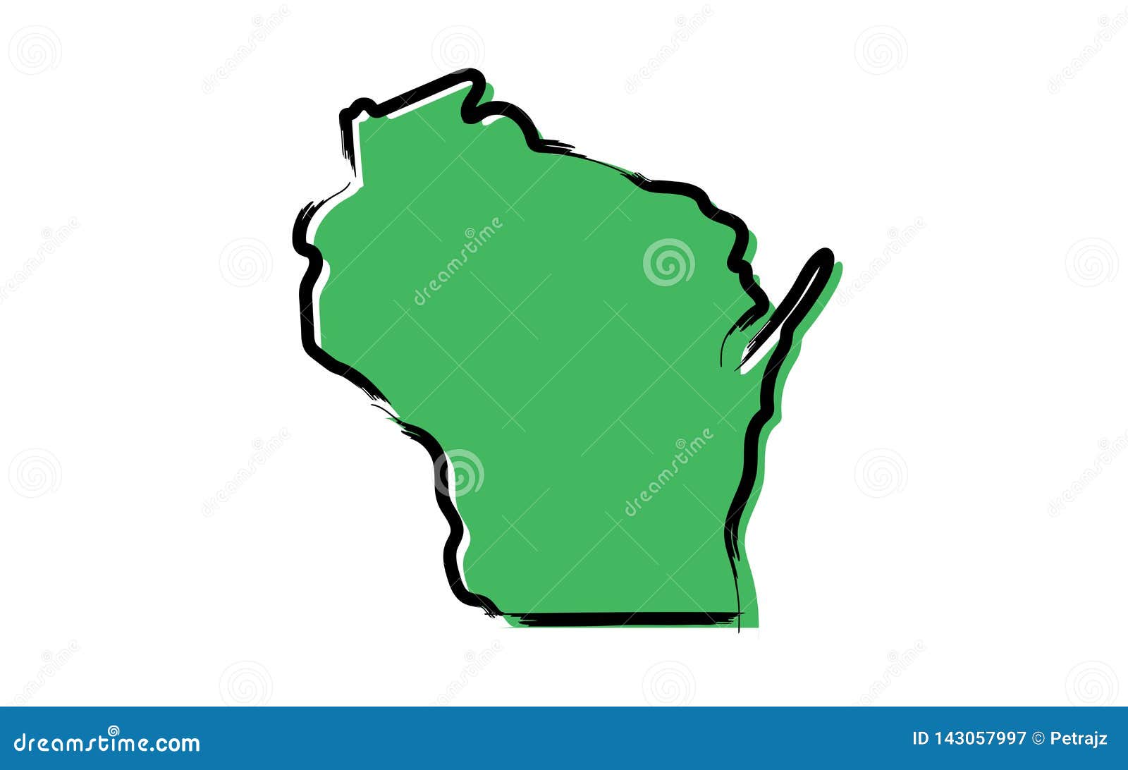 Stylized Green Sketch Map of Wisconsin Stock Vector - Illustration of ...