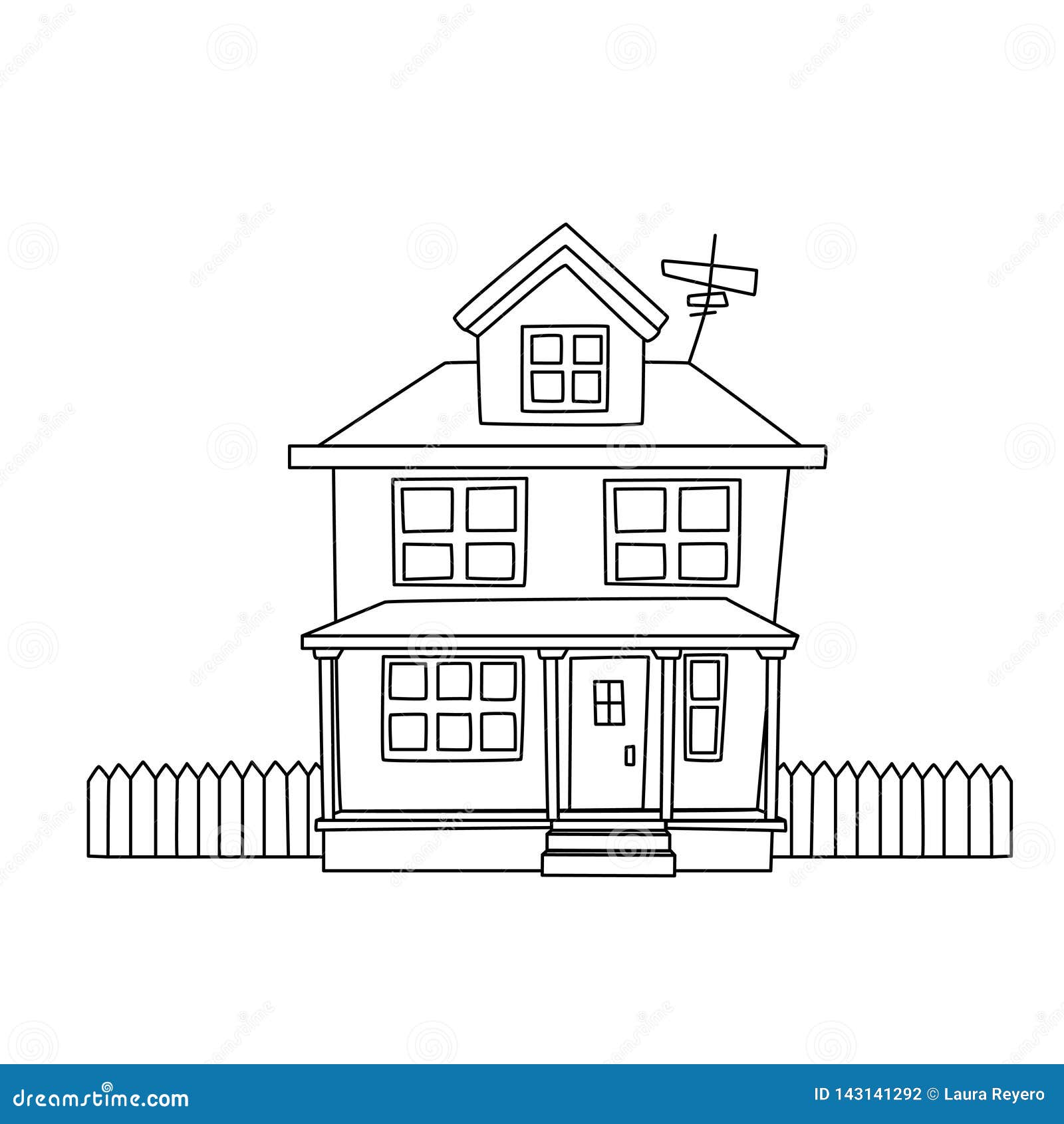 Continuous Line Drawing of Cartoony House. Stock Illustration ...