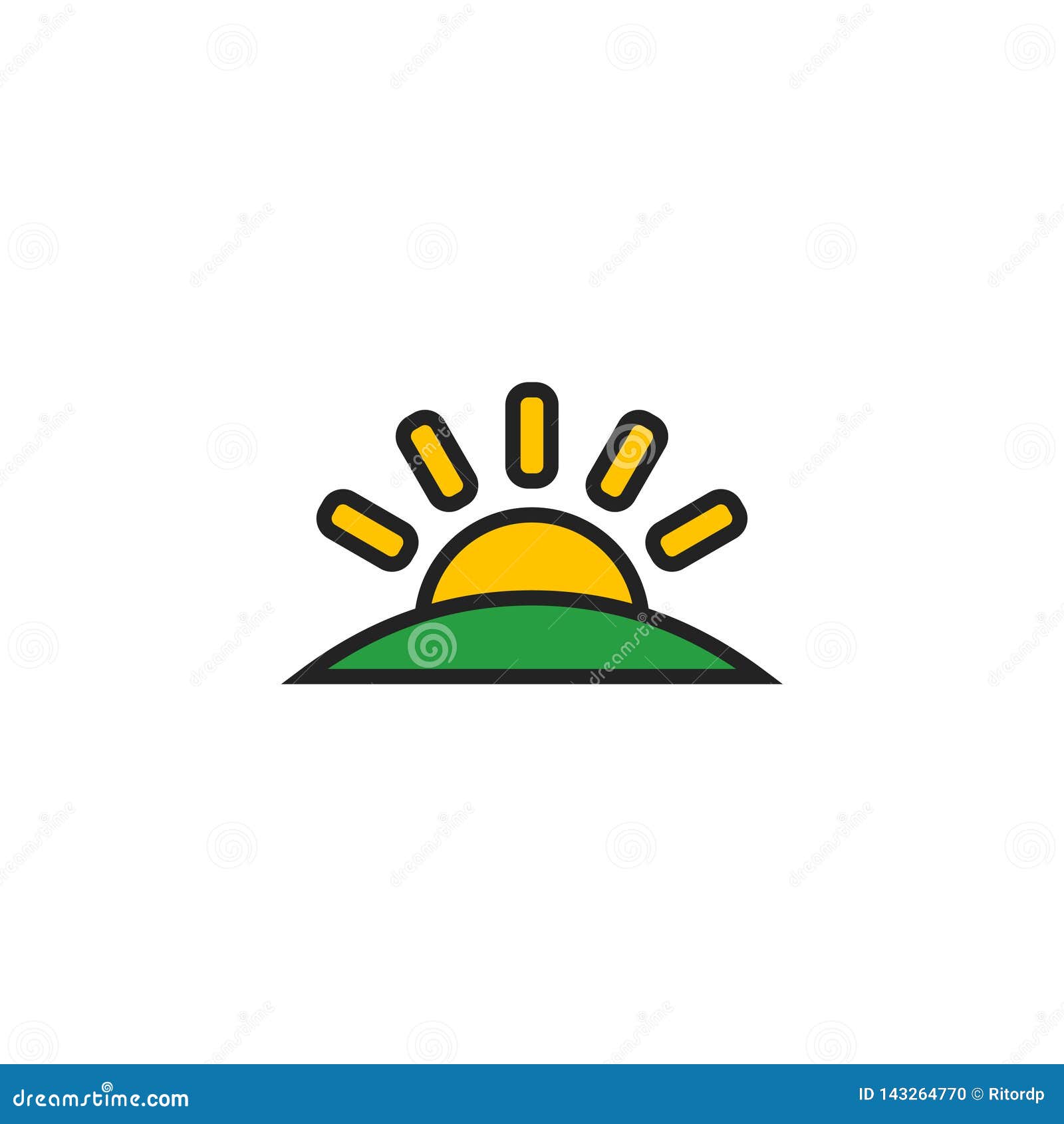 Sunrise Flat Icon Vector, Symbol or Logo. Stock Vector - Illustration ...