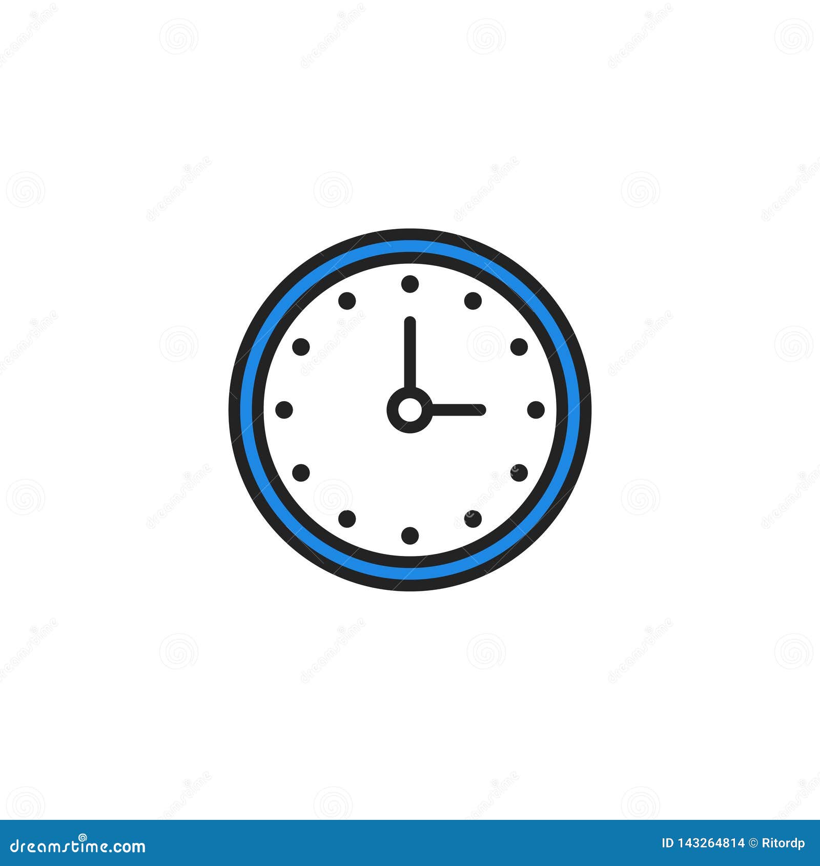 Clock Flat Icon Vector, Symbol or Logo. Stock Vector - Illustration of ...