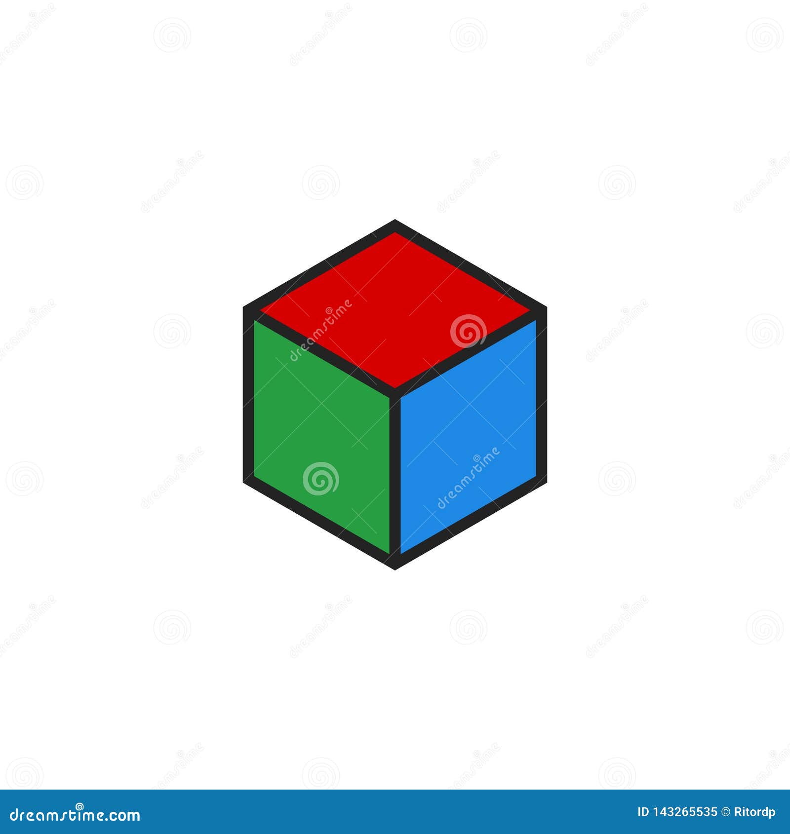 Cube Flat Icon Vector, Symbol or Logo. Stock Vector - Illustration of ...