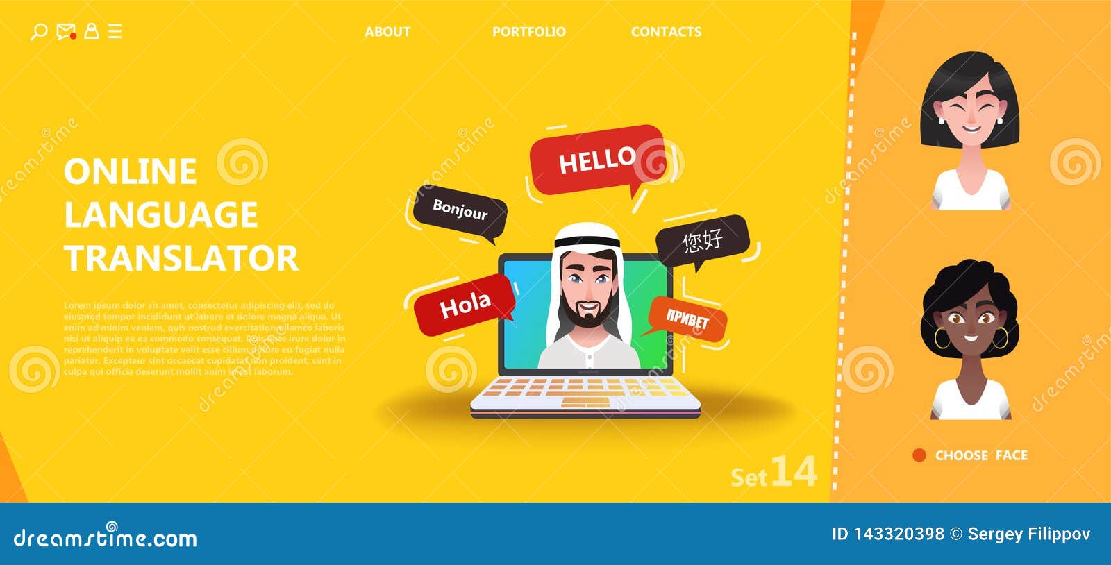 Language Translator Banner With Hand-draw Doodle On The Background ...